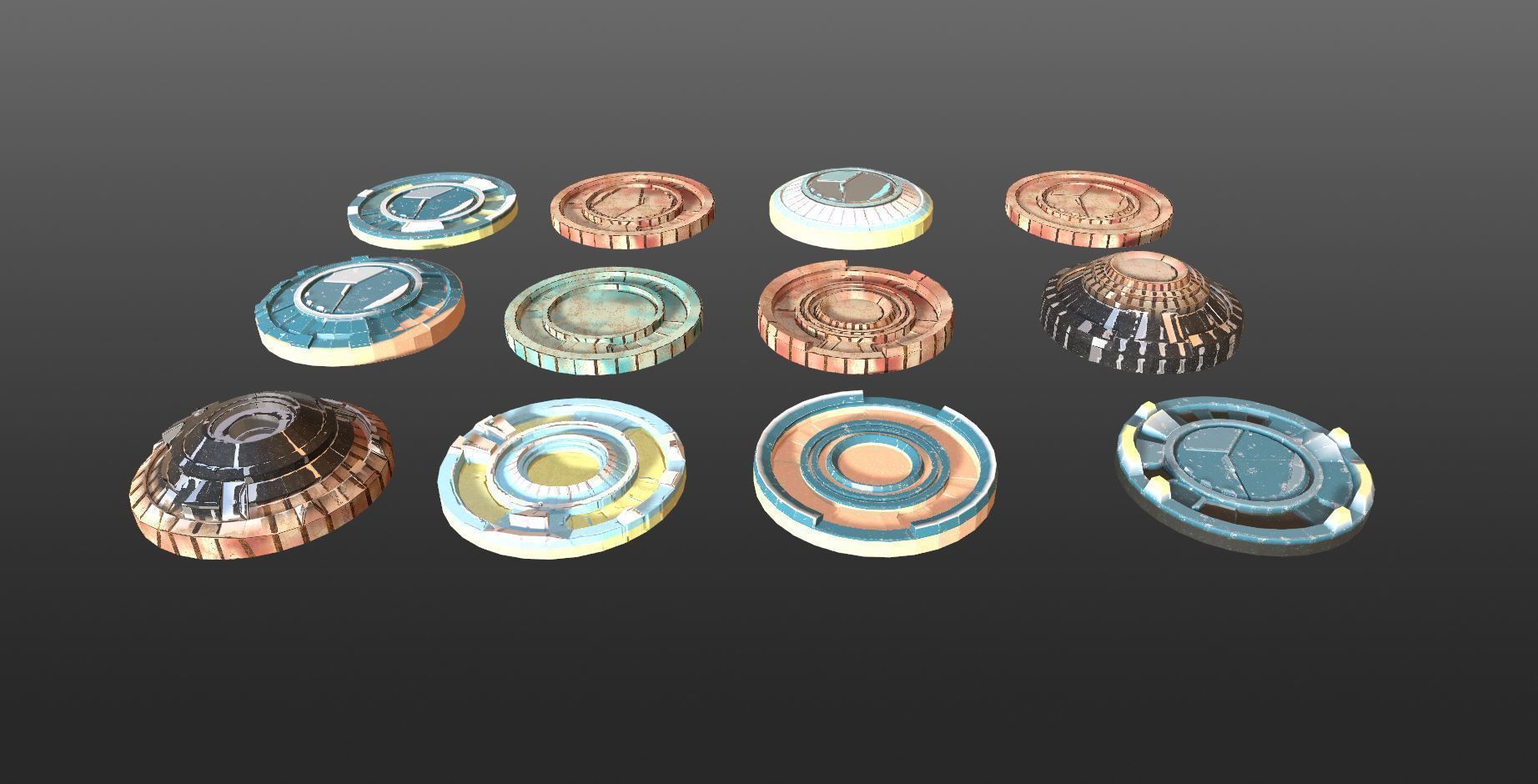 3D model Mech HUD COMPONENTS KITBASH display stand base VR / AR / low ...