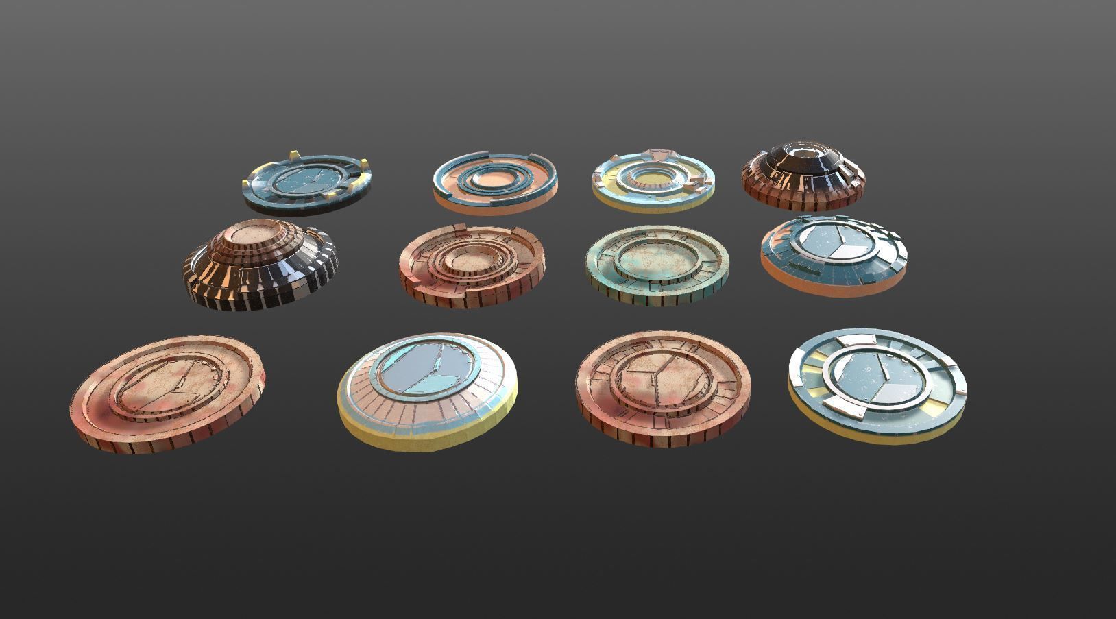 3D model Mech HUD COMPONENTS KITBASH display stand base VR / AR / low ...