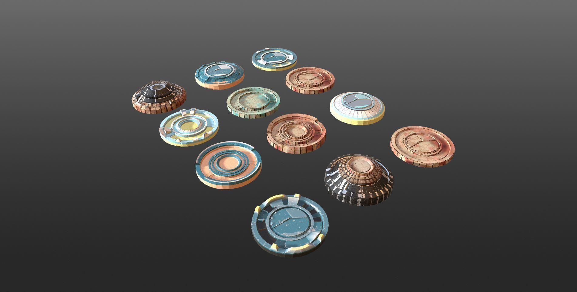 3D model Mech HUD COMPONENTS KITBASH display stand base VR / AR / low ...