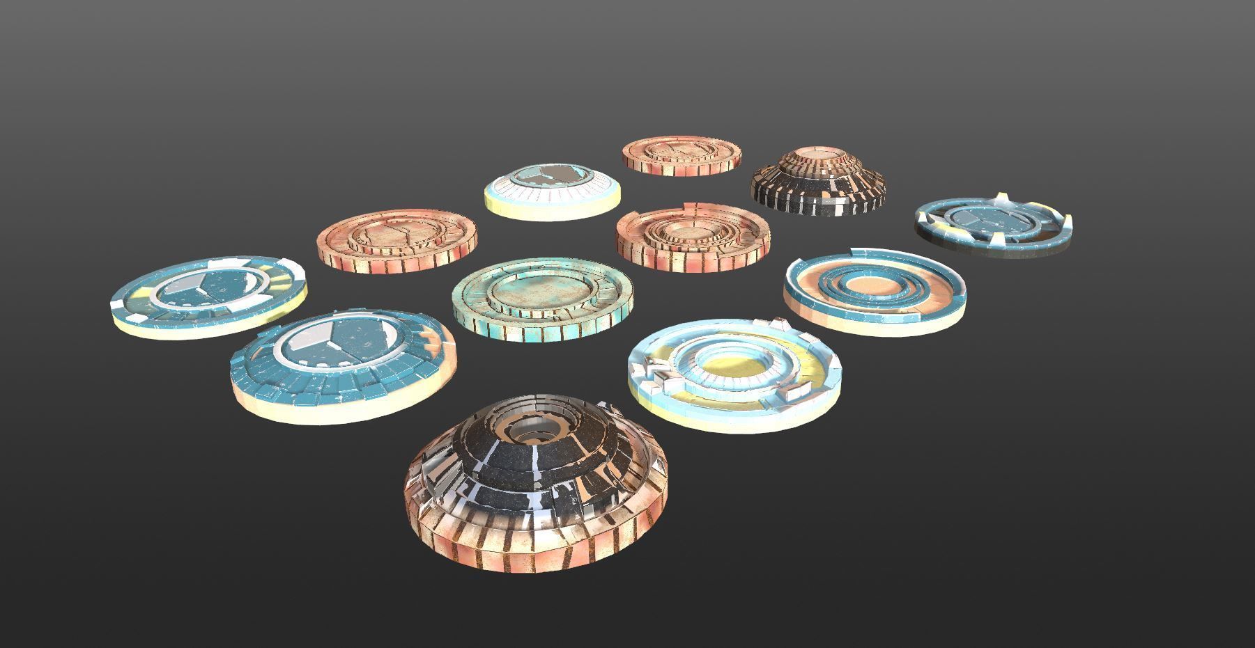 3D model Mech HUD COMPONENTS KITBASH display stand base VR / AR / low ...