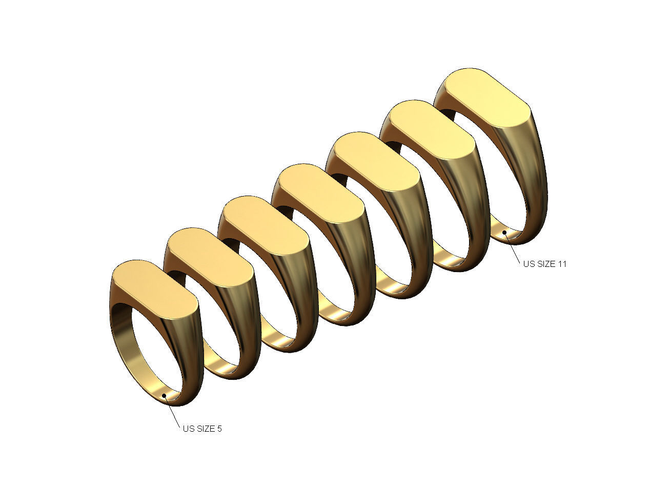 15x7mm slot shaped signet US size 5to11 3D model 3D printable | CGTrader