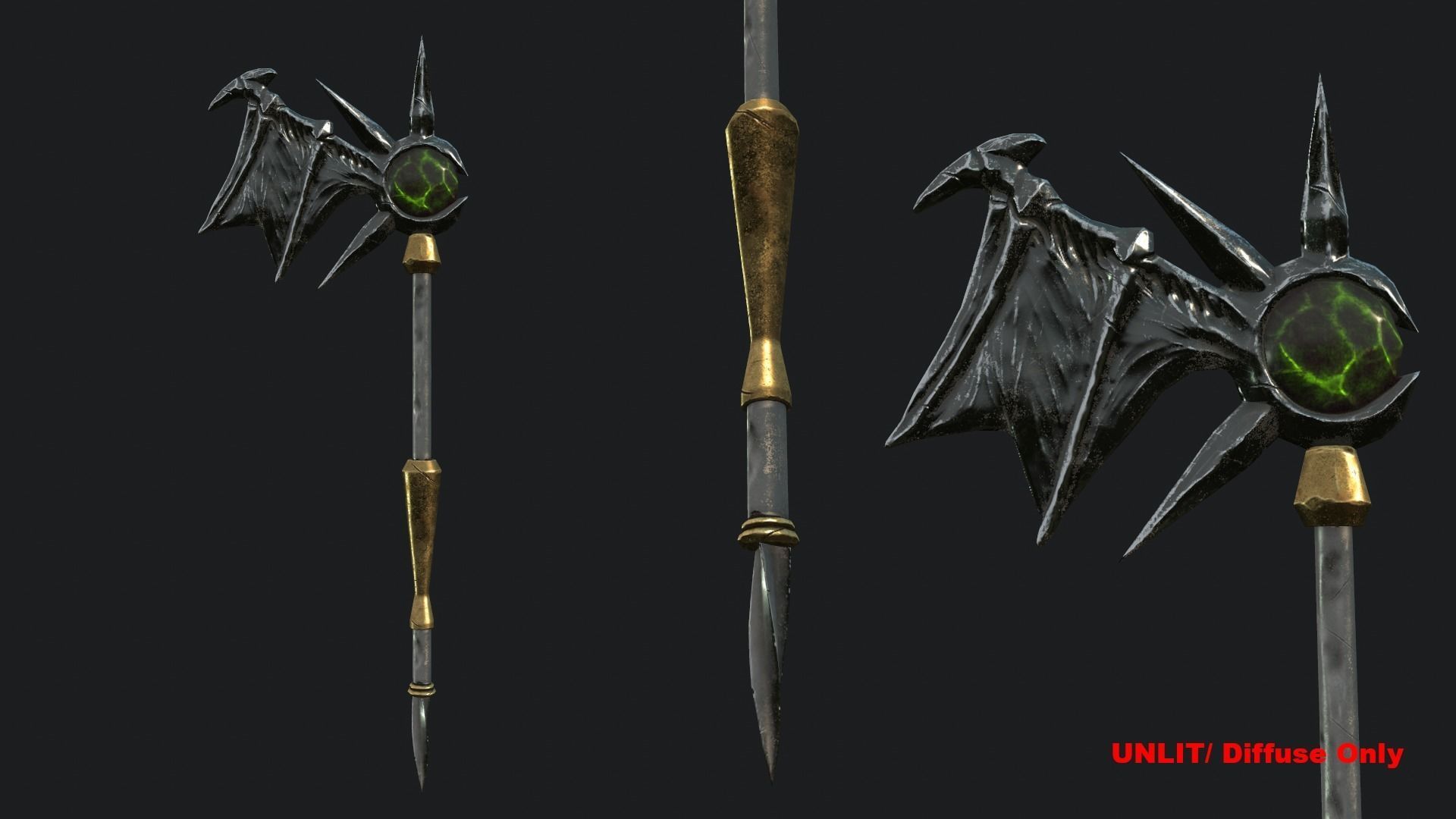 3D model Fantasy Stylish- Staff of Demon Wing VR / AR / low-poly | CGTrader