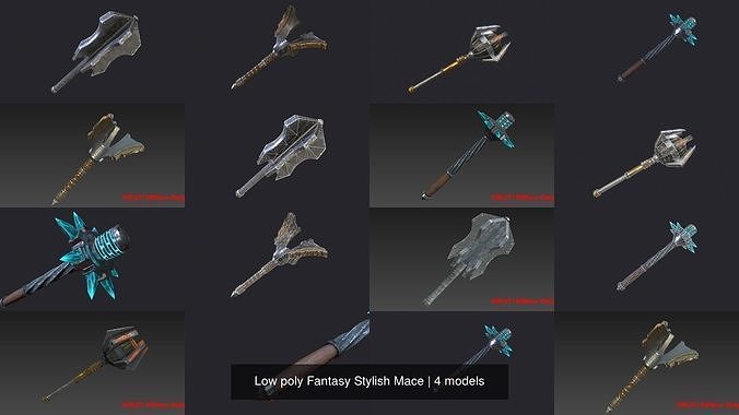 Low poly Fantasy Stylish Mace 3D Model Collection | CGTrader