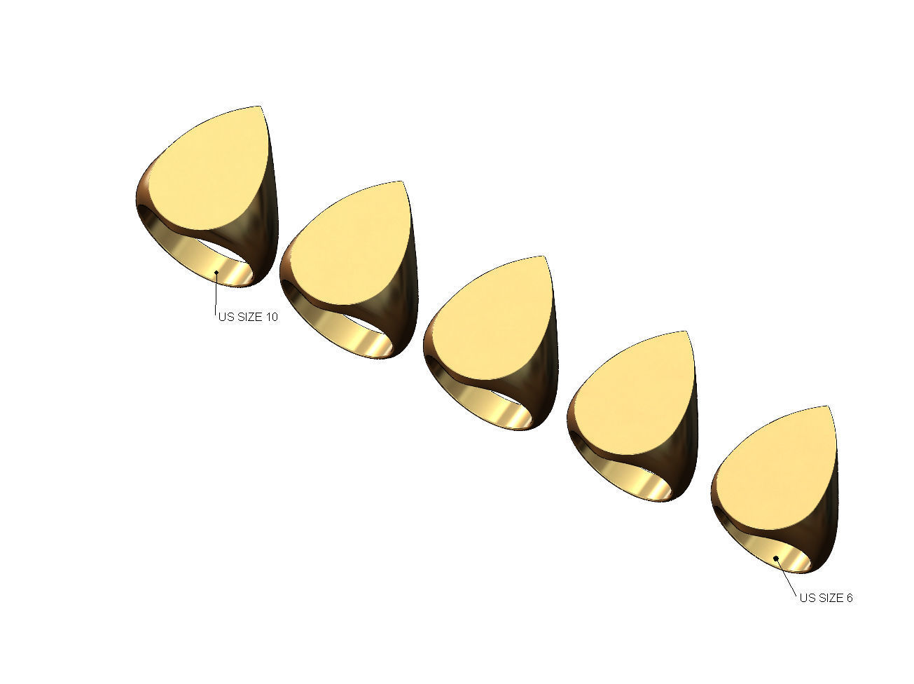 Large almond shaped fashion ring US sizes 6to10 3D model 3D printable ...