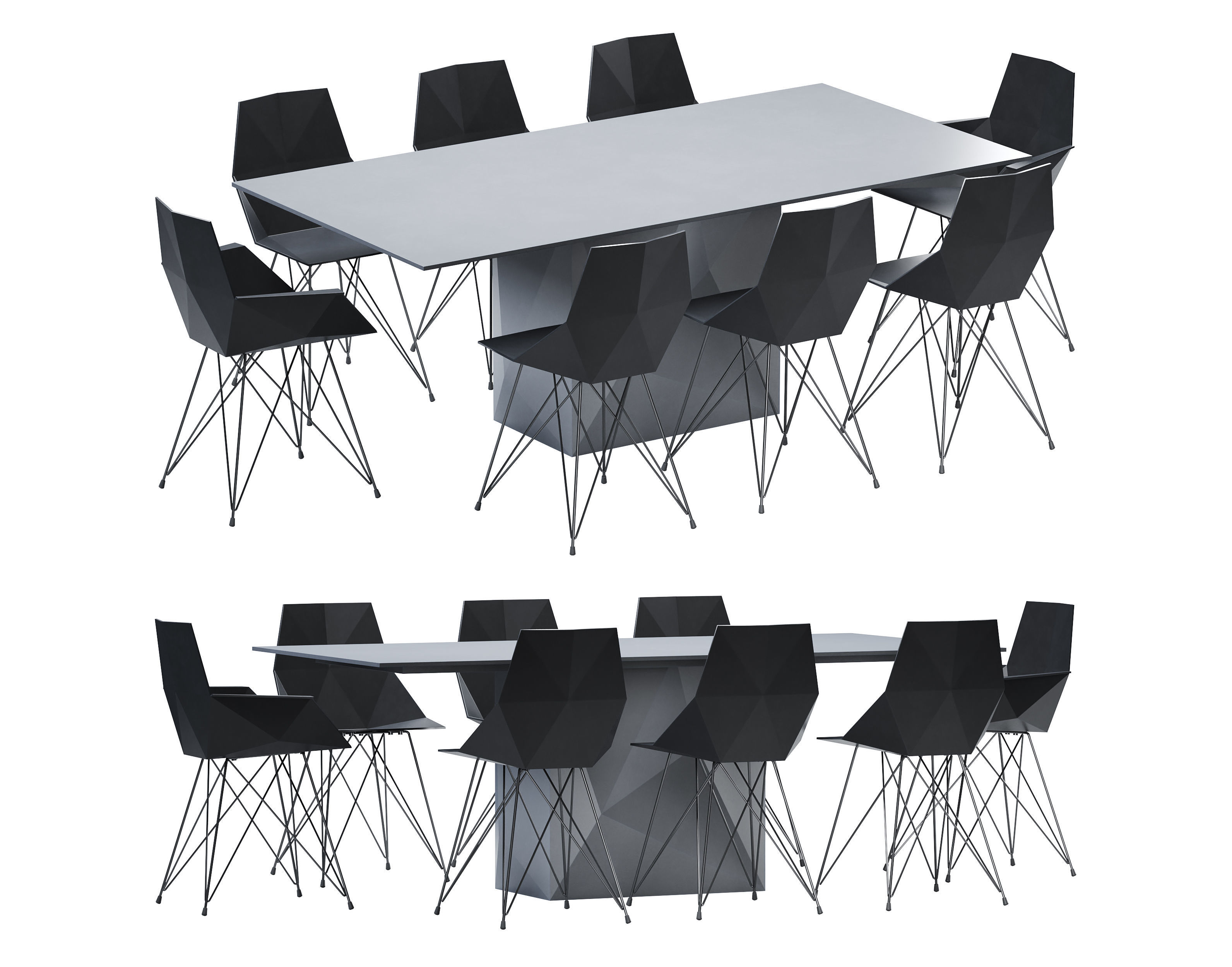 3D model Vondom Faz Dining Table and Chair VR / AR / low-poly | CGTrader