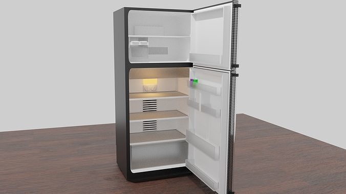 Fridge refrigerator on wooden table free VR / AR / low-poly 3D model ...