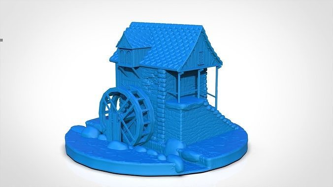 Medieval water wheel house 3D model 3D printable | CGTrader