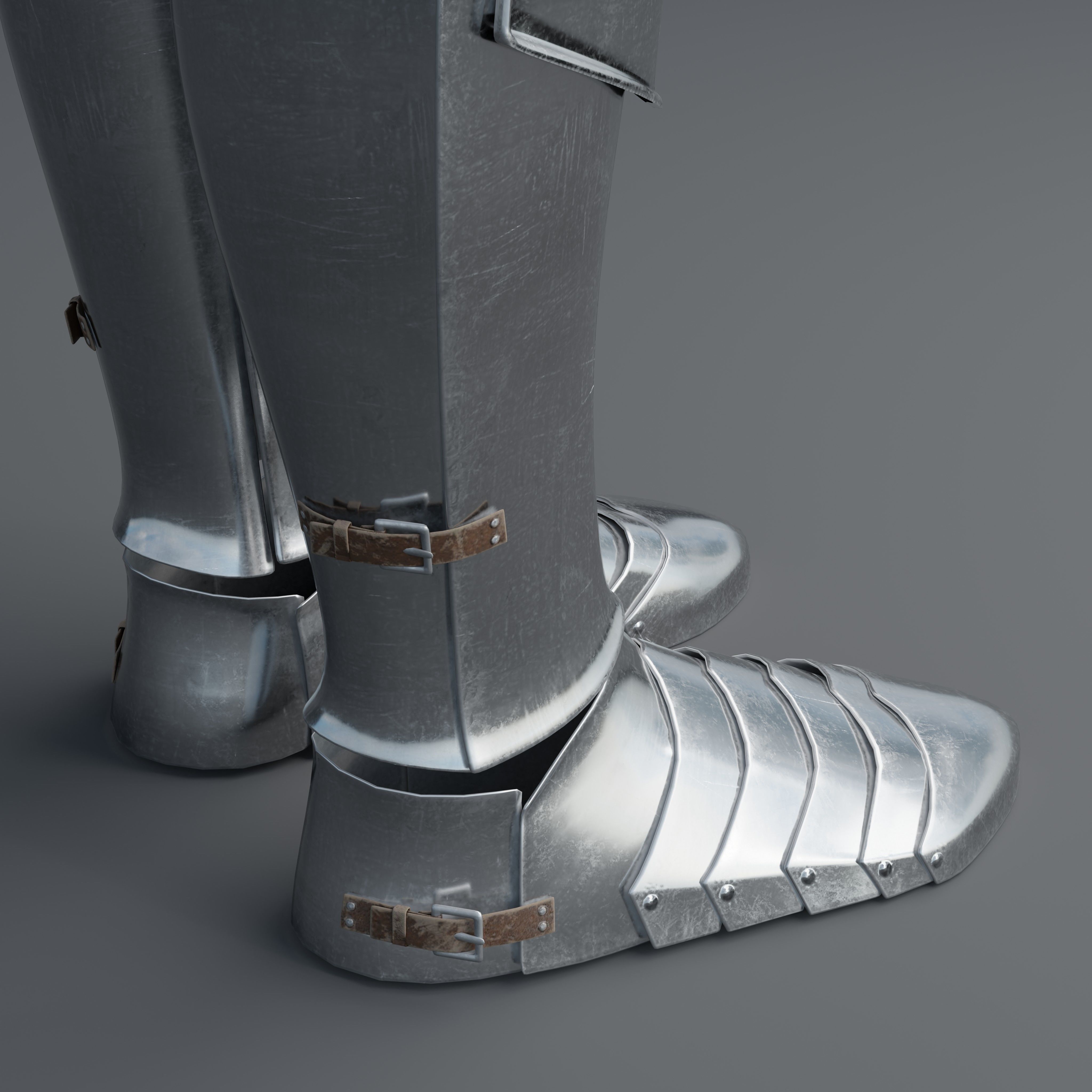 3D model European Medieval Greaves with Sabatons-Solleretes VR / AR ...