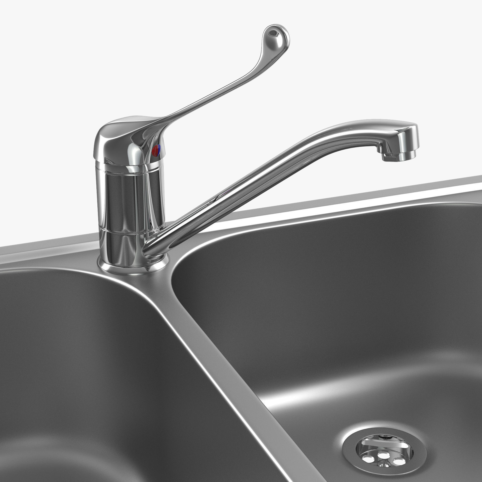 Elbow faucet and Double sink 3D model | CGTrader