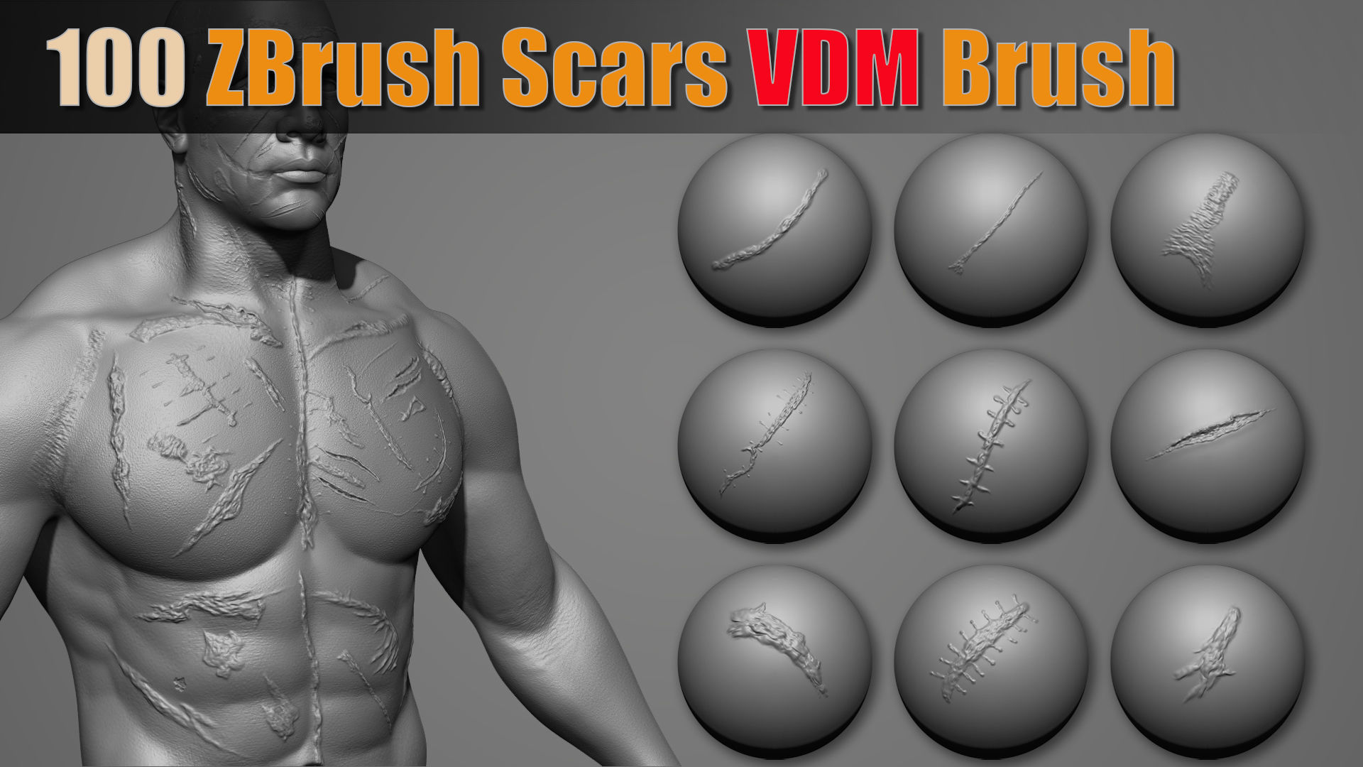 100 Zbrush Scars VDM Brush 3D model | CGTrader