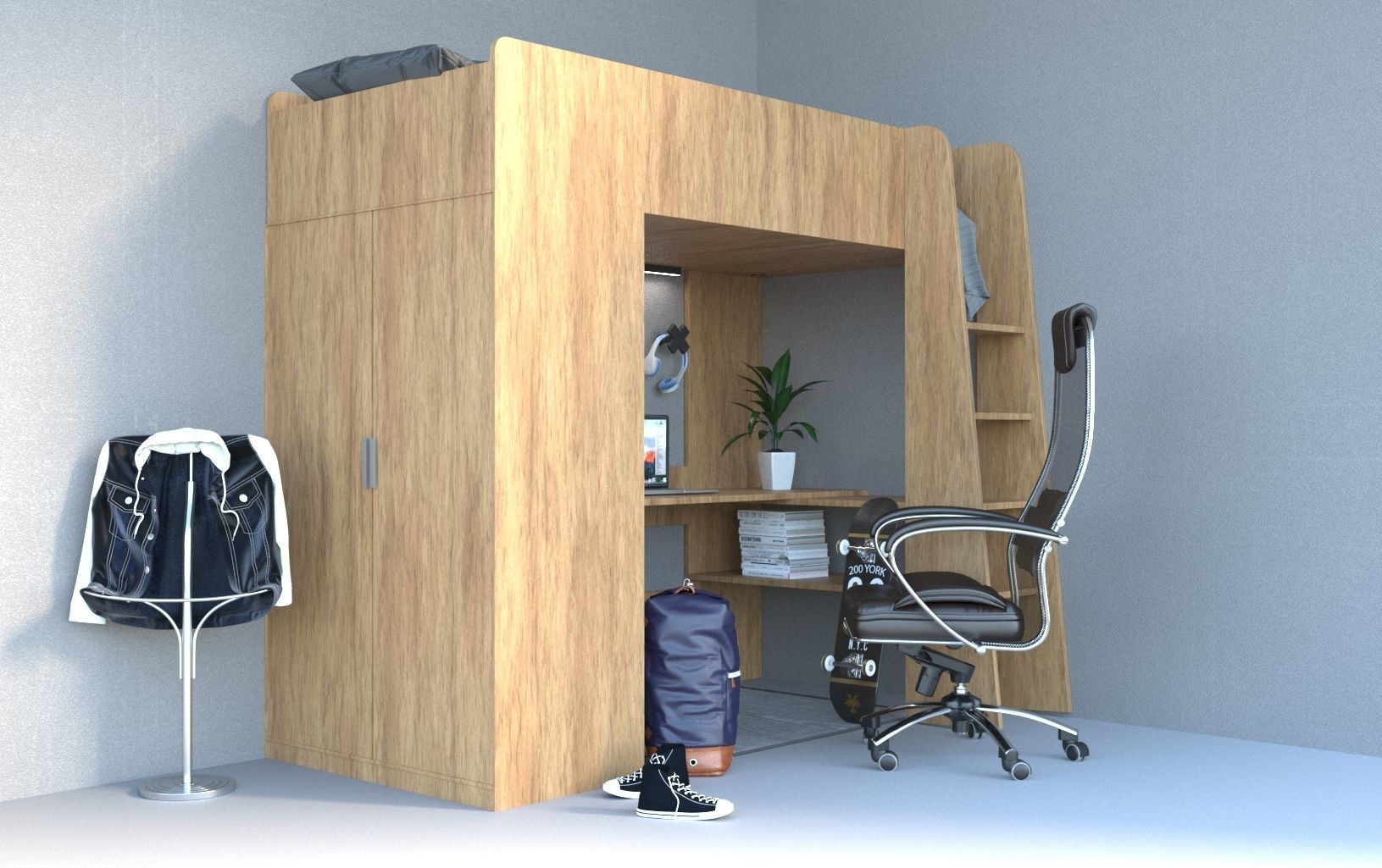 Loft bed 3D model | CGTrader