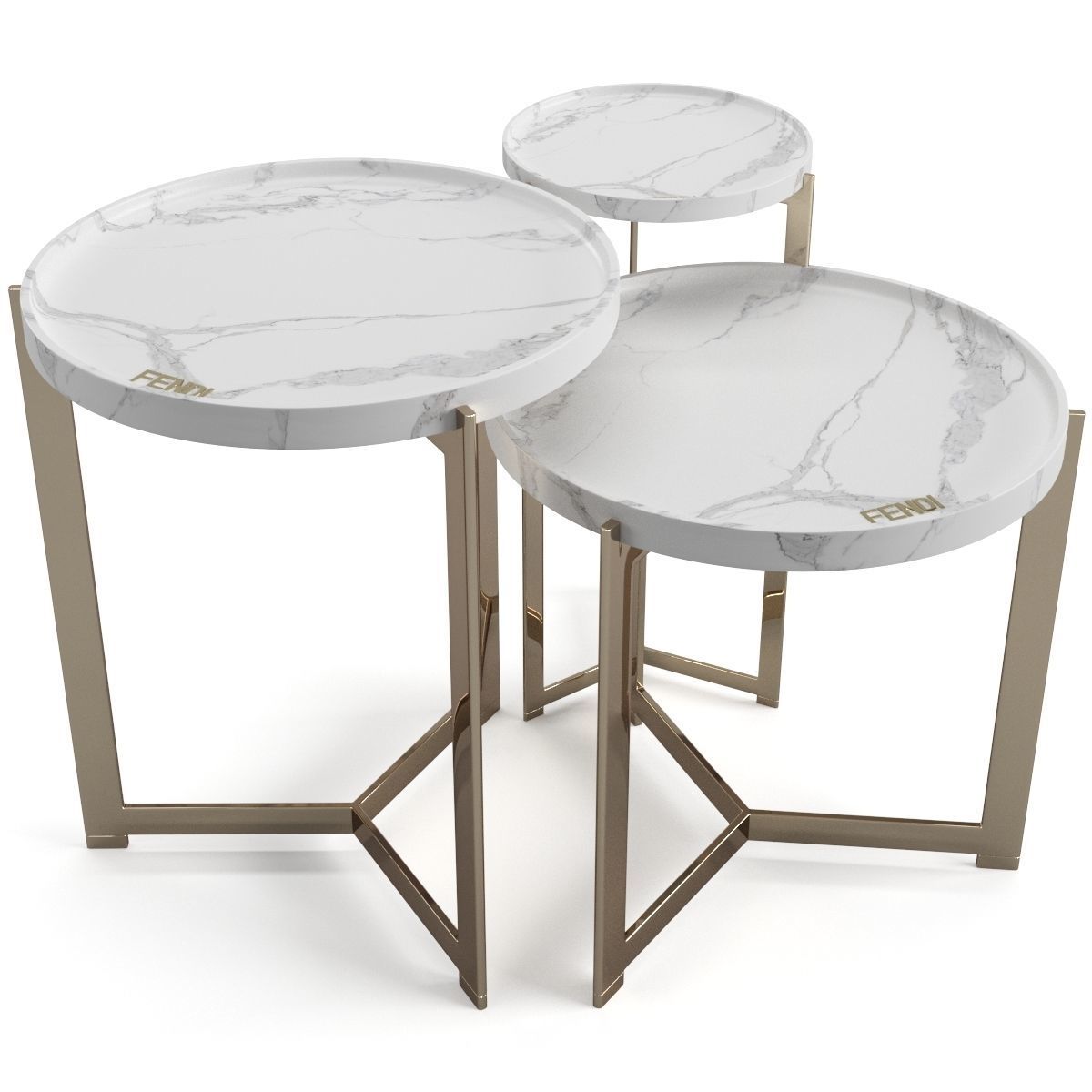 Fendi Casa Ripple Round Coffee Tables Set 3D model | CGTrader