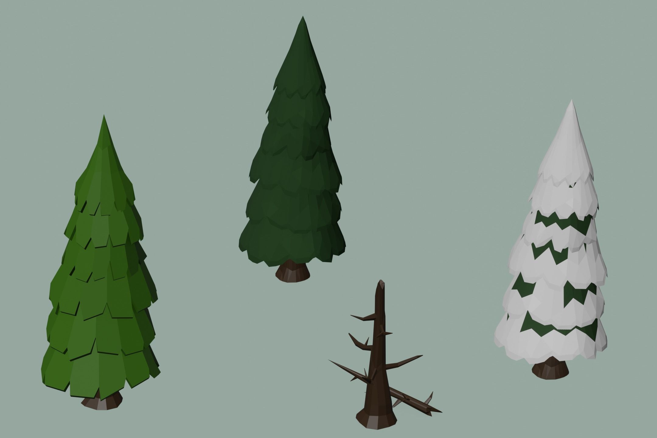 Trees Pack free VR / AR / low-poly 3D model rigged | CGTrader