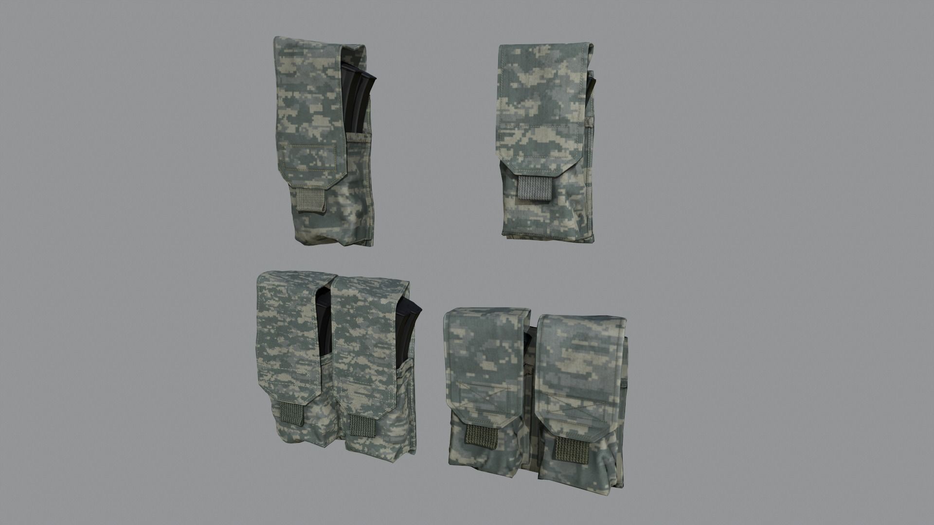 3D Model Collection Molle pouches pack VR / AR / low-poly | CGTrader