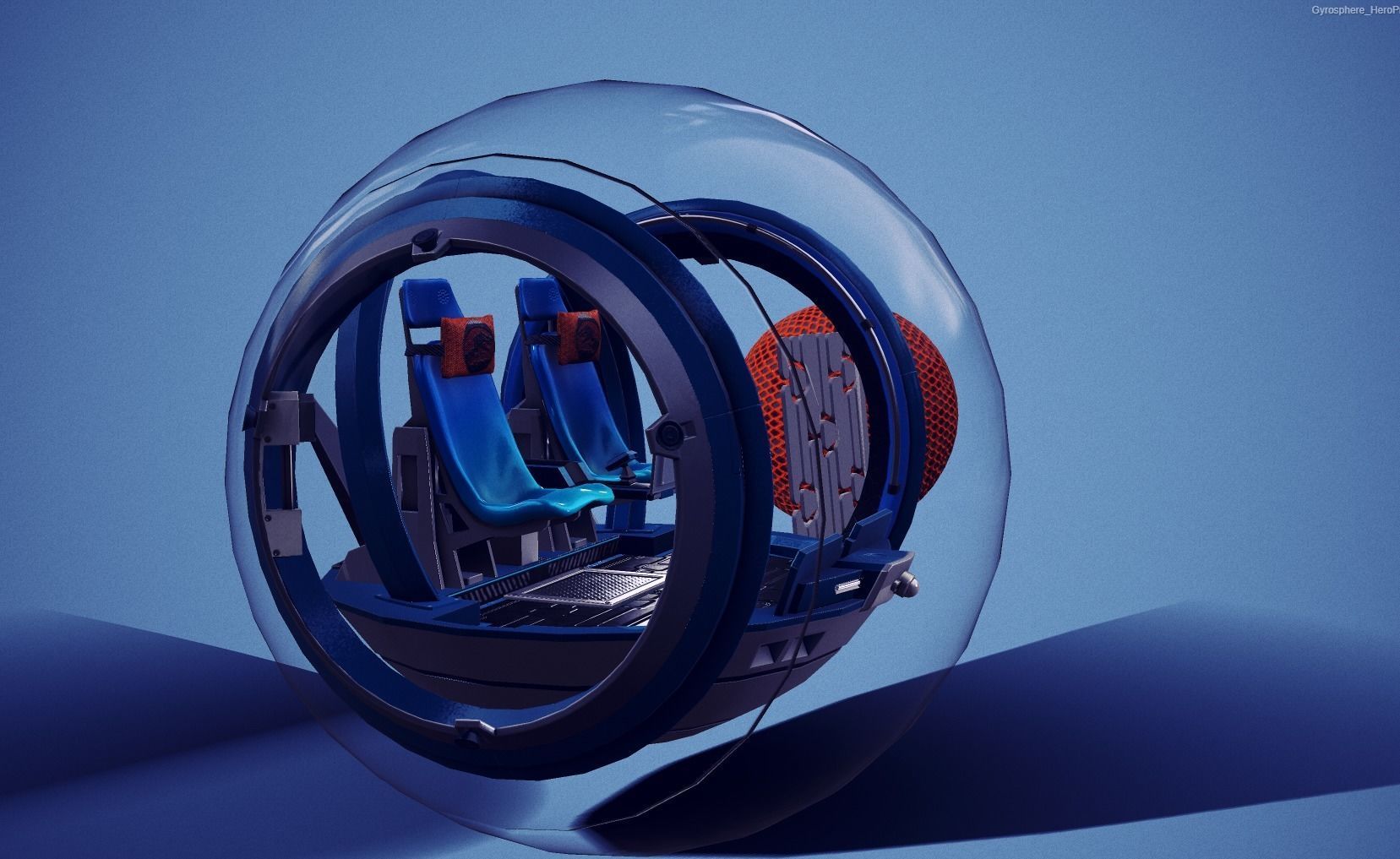 3D model Gyrosphere inside of car with two seats VR / AR / low-poly ...