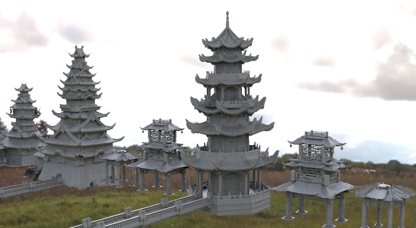 Fantasy Asian Towers Collection 3D model | CGTrader