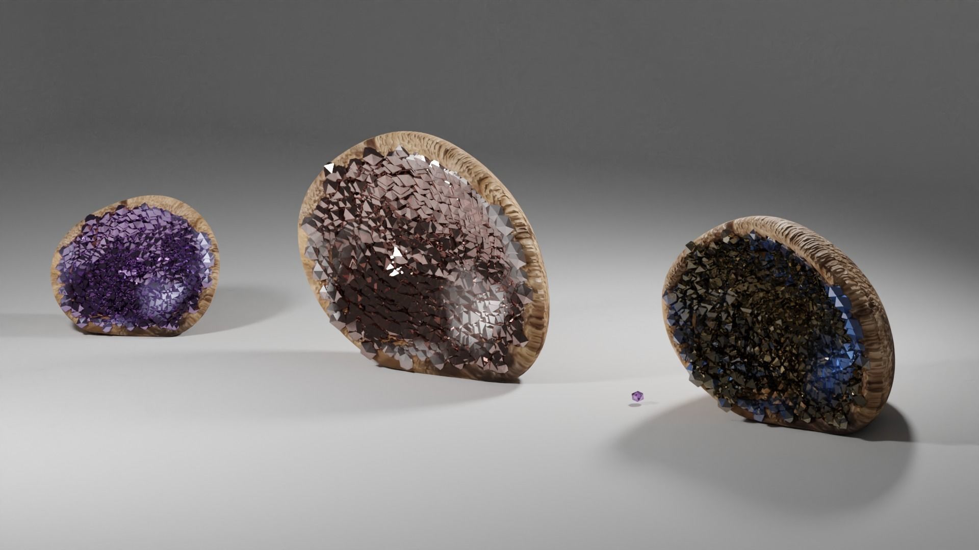 Geode Set amethyst stone free 3D model | CGTrader