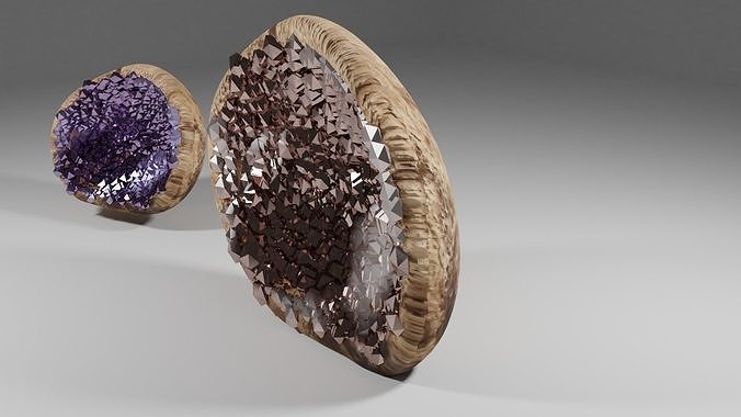 Geode Set amethyst stone free 3D model | CGTrader