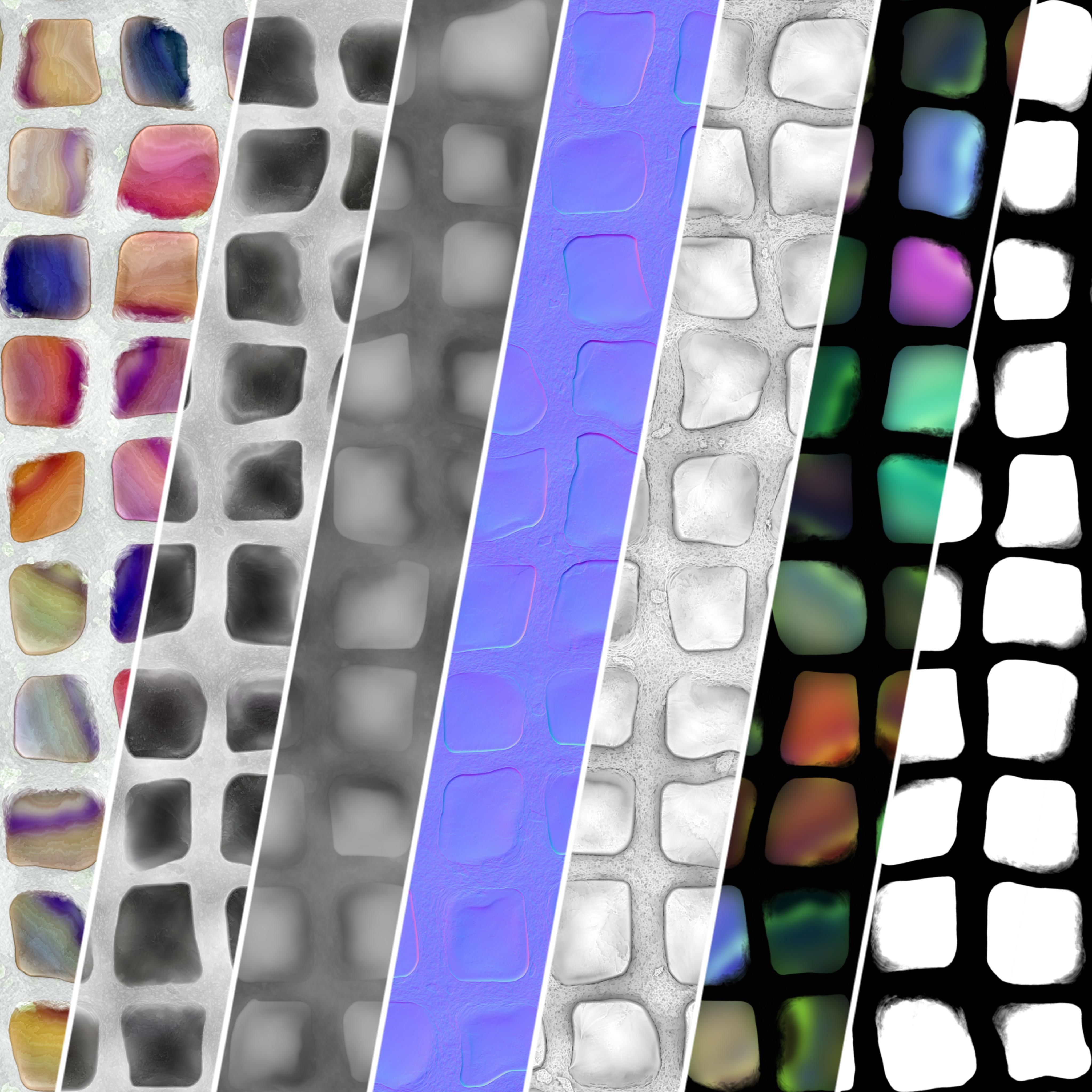 Stylized Fancy Cobblestone - PBR - 4K - PNG - SBSAR - Variation Texture ...