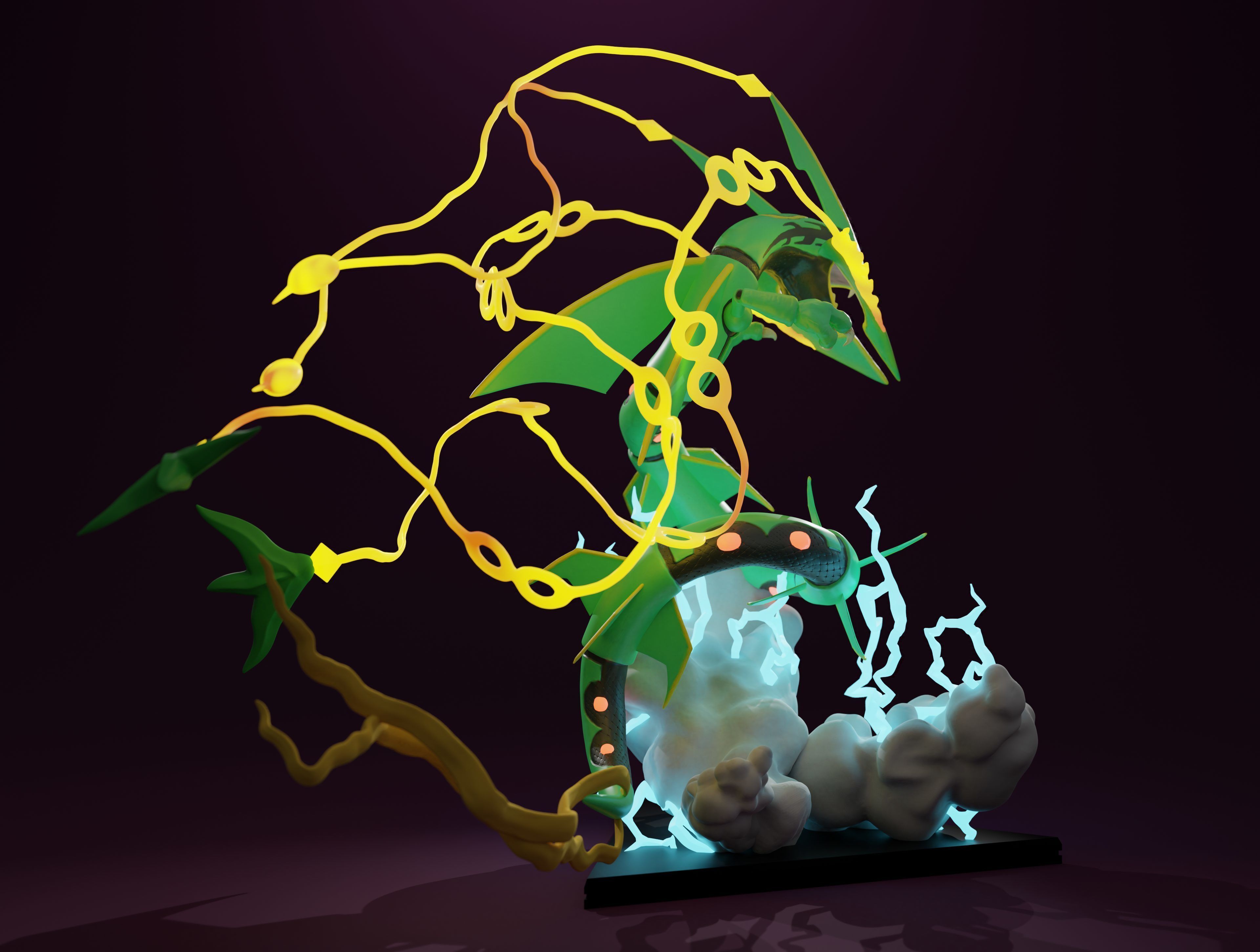 MEGA RAYQUAZA - 3D PRINTABLE POKEMON with cuts and as a whole 3D model ...