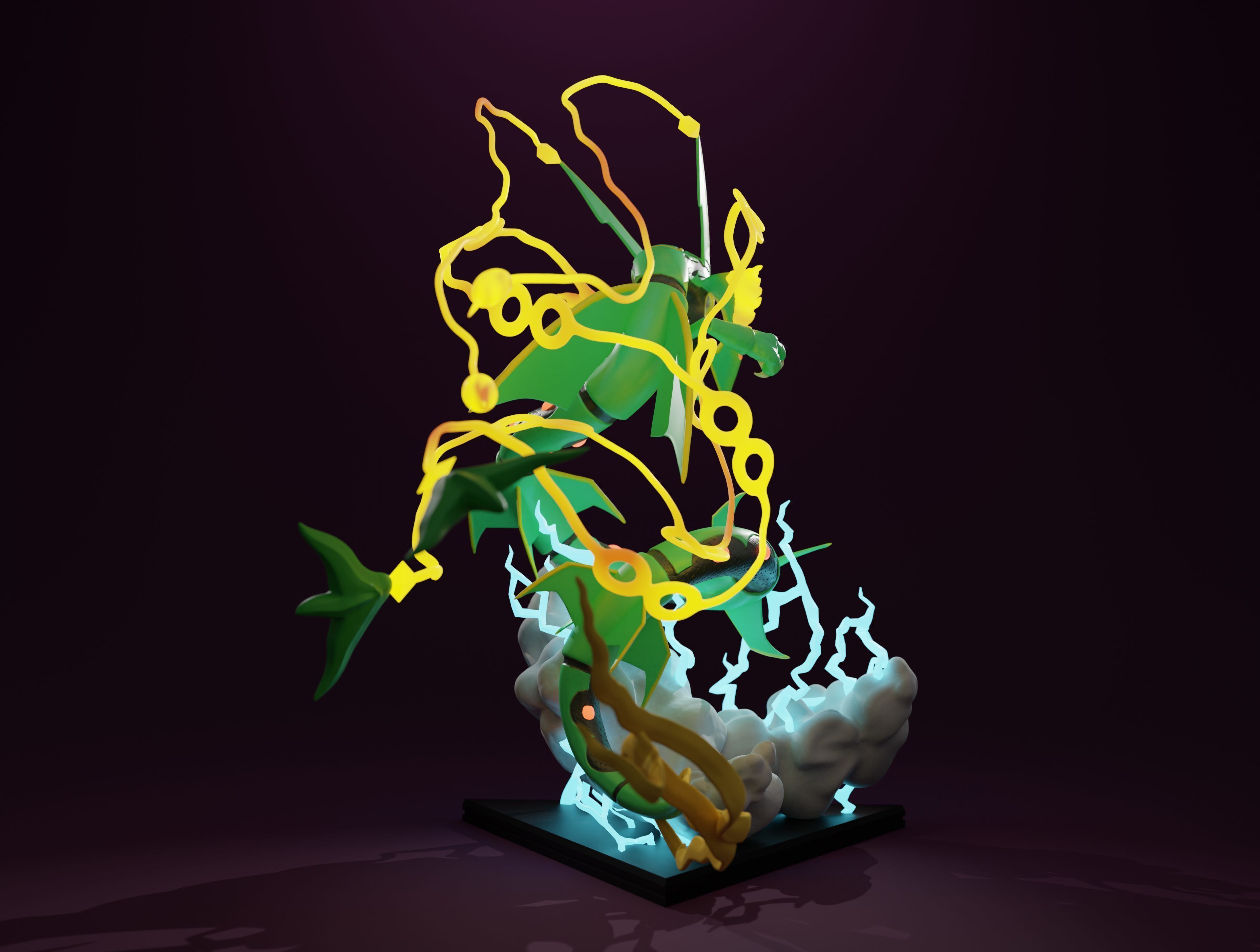 MEGA RAYQUAZA - 3D PRINTABLE POKEMON with cuts and as a whole 3D model ...
