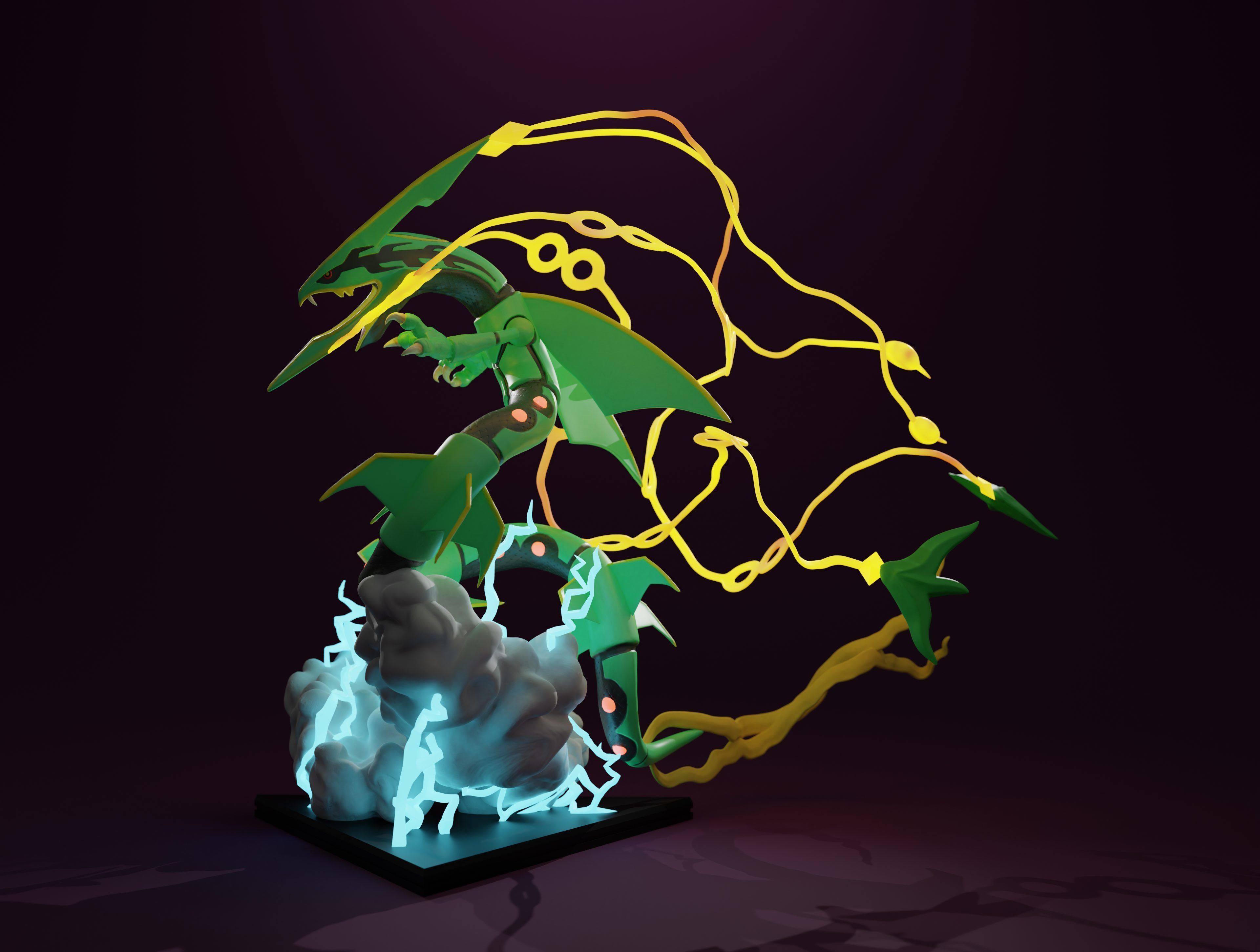 MEGA RAYQUAZA - 3D PRINTABLE POKEMON with cuts and as a whole 3D model ...