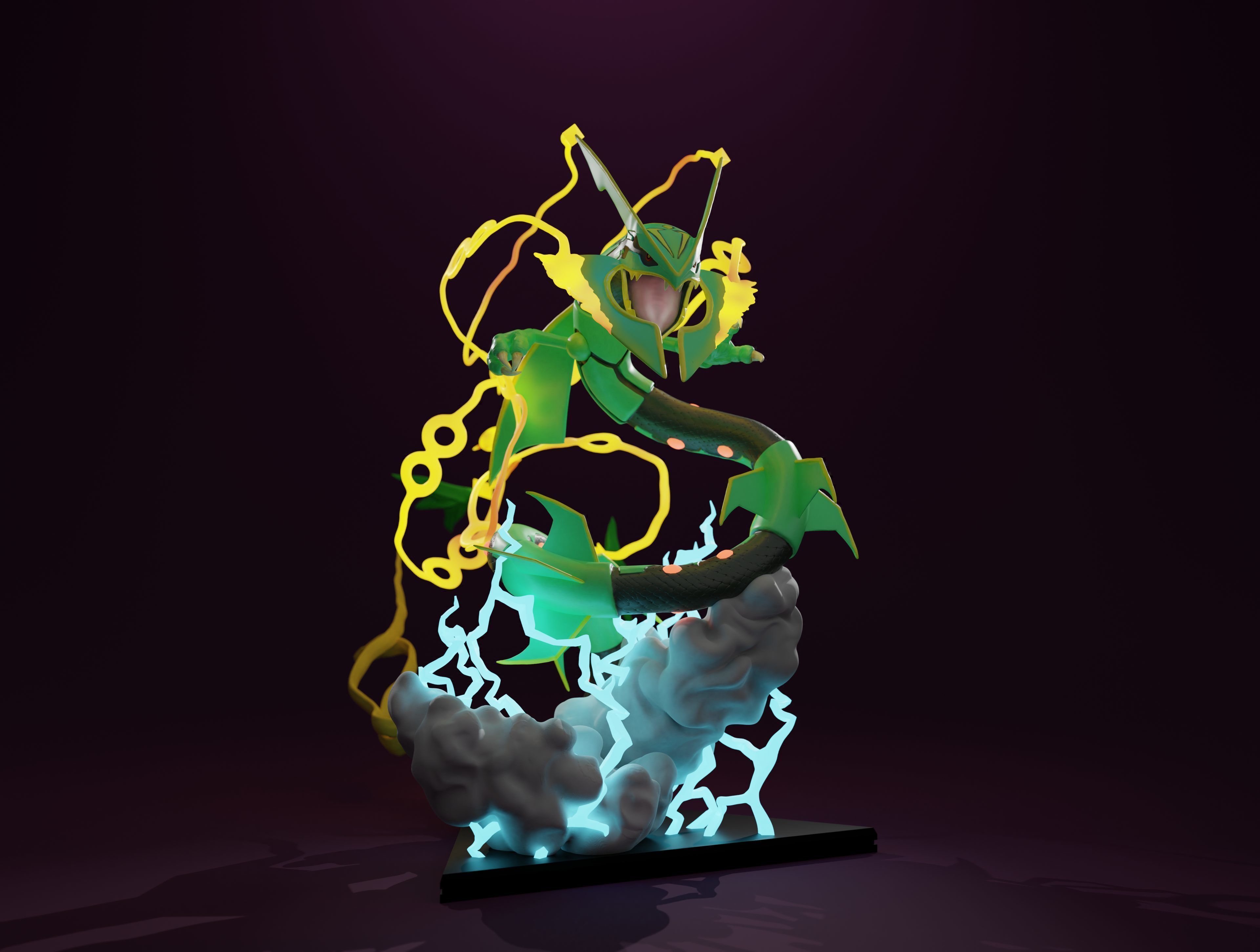 MEGA RAYQUAZA - 3D PRINTABLE POKEMON with cuts and as a whole 3D model ...