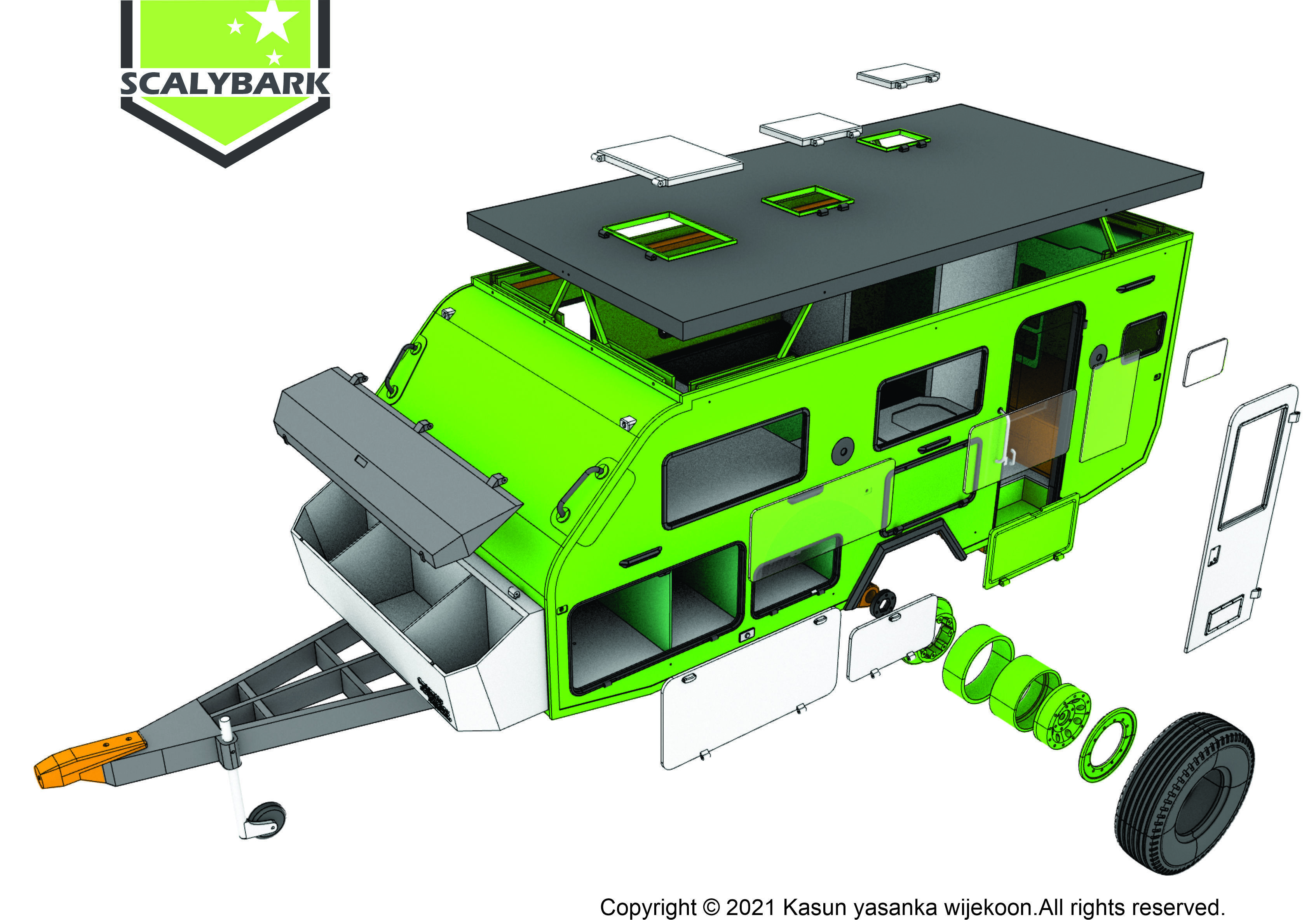 OFF ROAD CAMPING TRAILER 3D PRINTABLE MODEL STL 3D model 3D printable ...