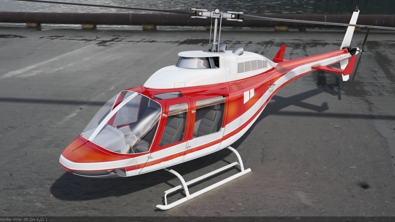 Bell 206 Rescue Red 3D model animated | CGTrader