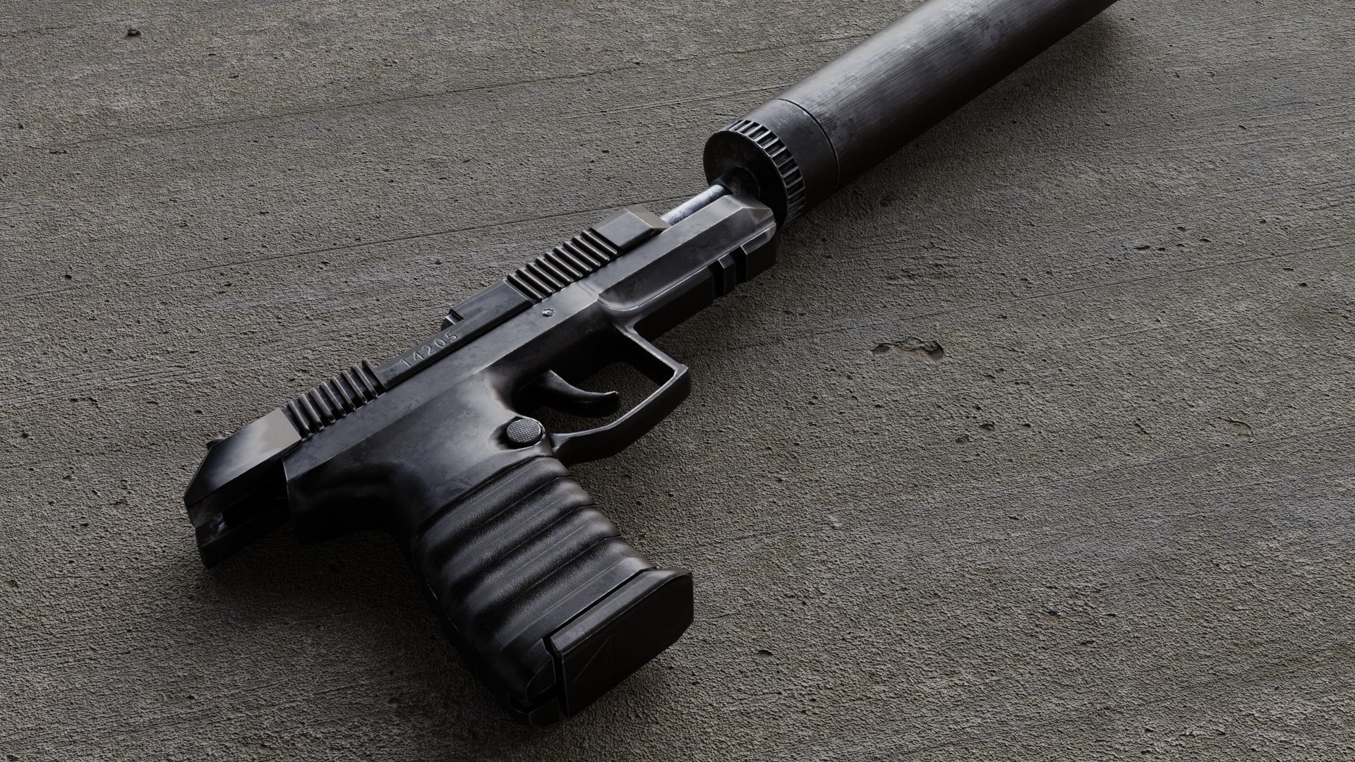 3D model Russian self loading pistol Udav with silencer VR / AR / low ...