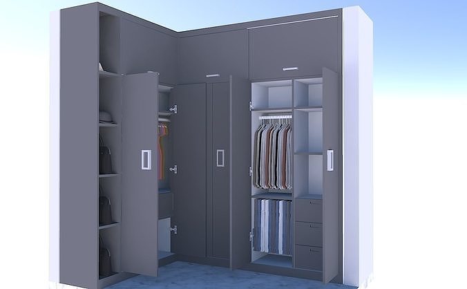 L Shape Wardrobe Design 3D model 3D printable | CGTrader