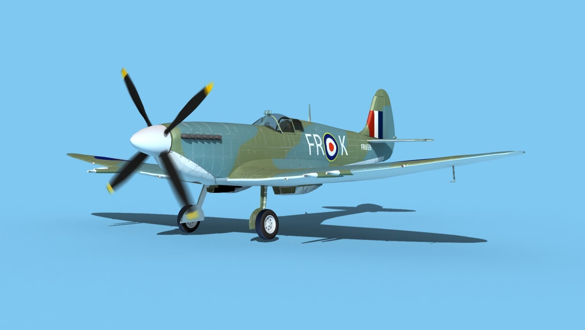 Supermarine Spitfire MkXII V01 3D model animated rigged | CGTrader