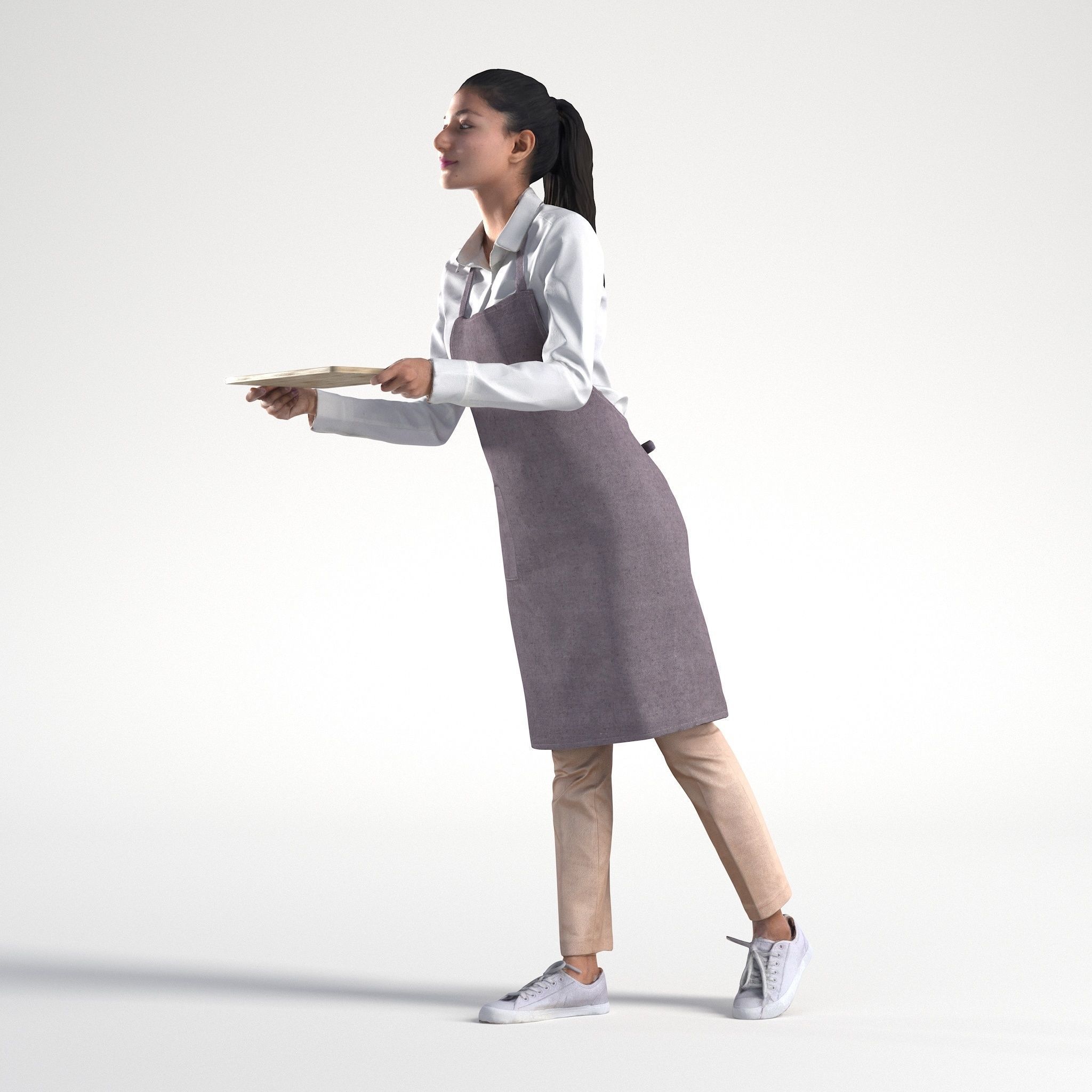 Woman Waitress Walking with Tray Low poly Kay 2014 3D model | CGTrader