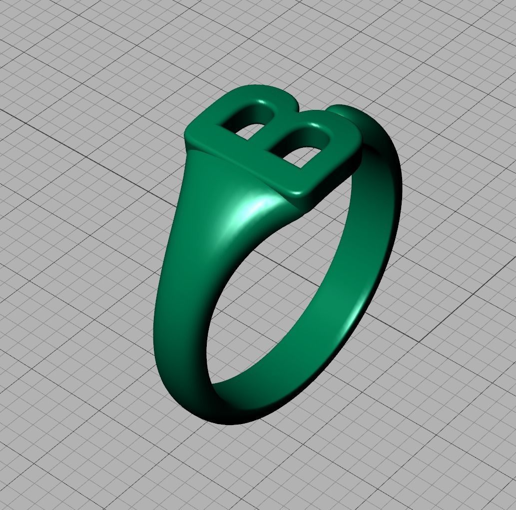 B Letter Ring Initial letter Ring Open ring Personalized ring 3D model ...