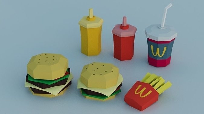 Low poly burger meal free VR / AR / low-poly 3D model | CGTrader