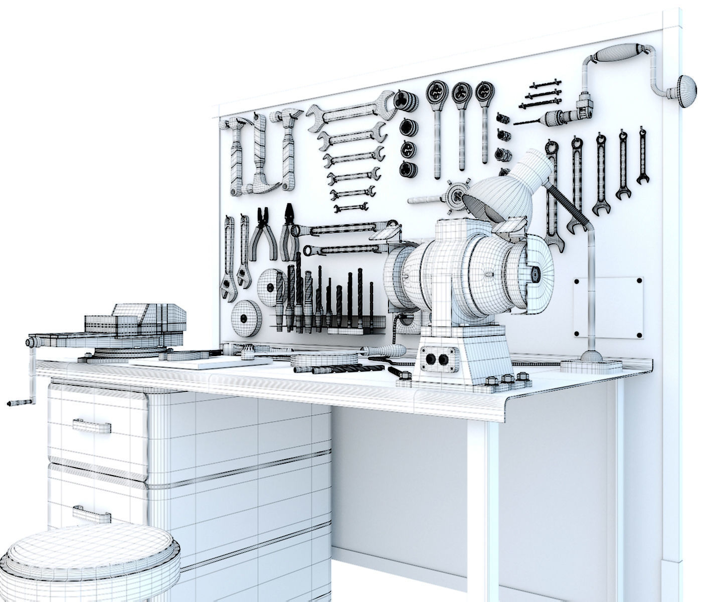 Industrial workbench and garage tools - Collection 2 3D model | CGTrader