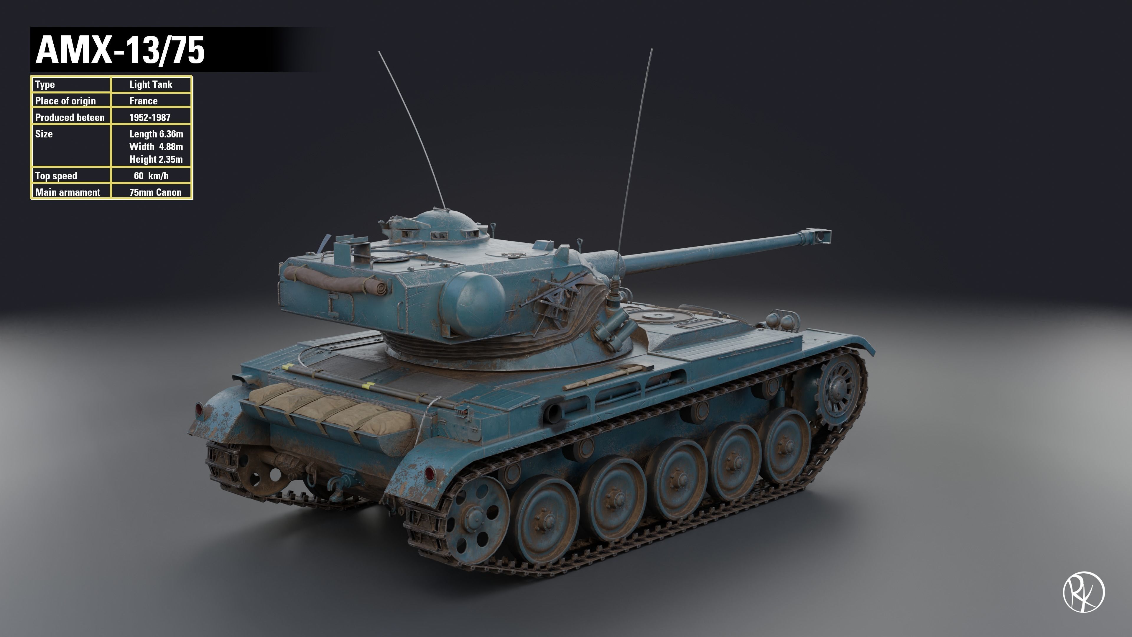 AMX-13 75 PBR Model 3D model | CGTrader