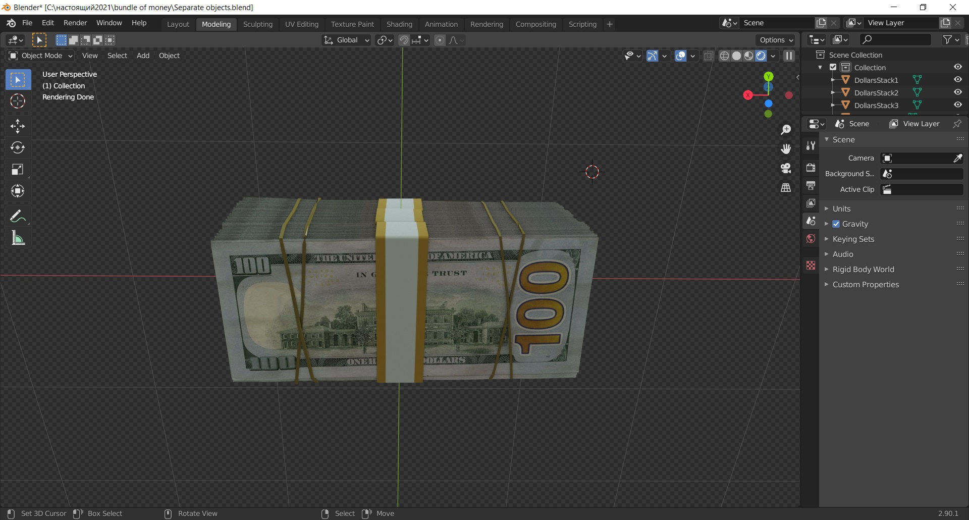 3D model 3D stack of dollars model VR / AR / low-poly | CGTrader