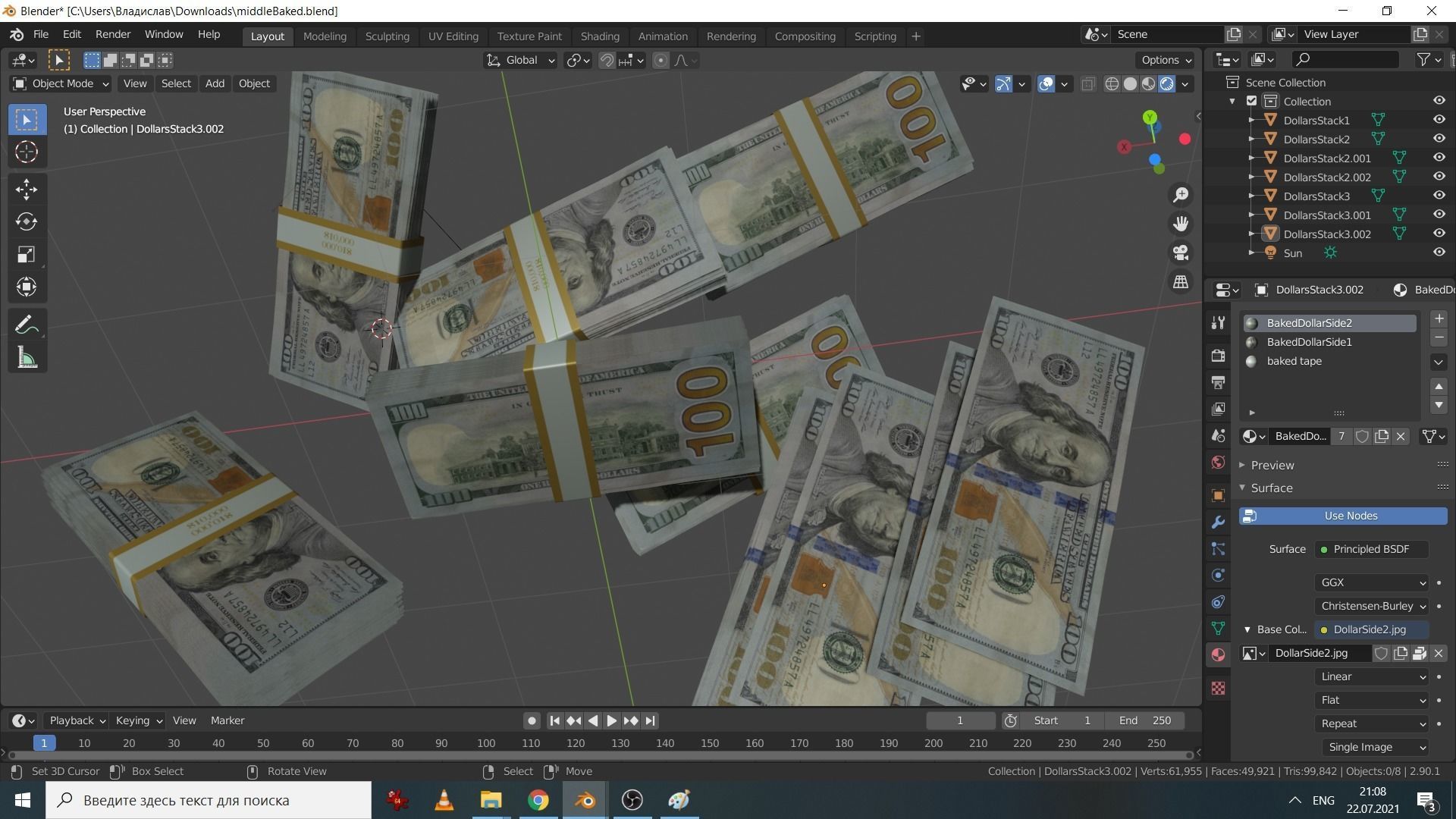 3D model 3D stack of dollars model VR / AR / low-poly | CGTrader
