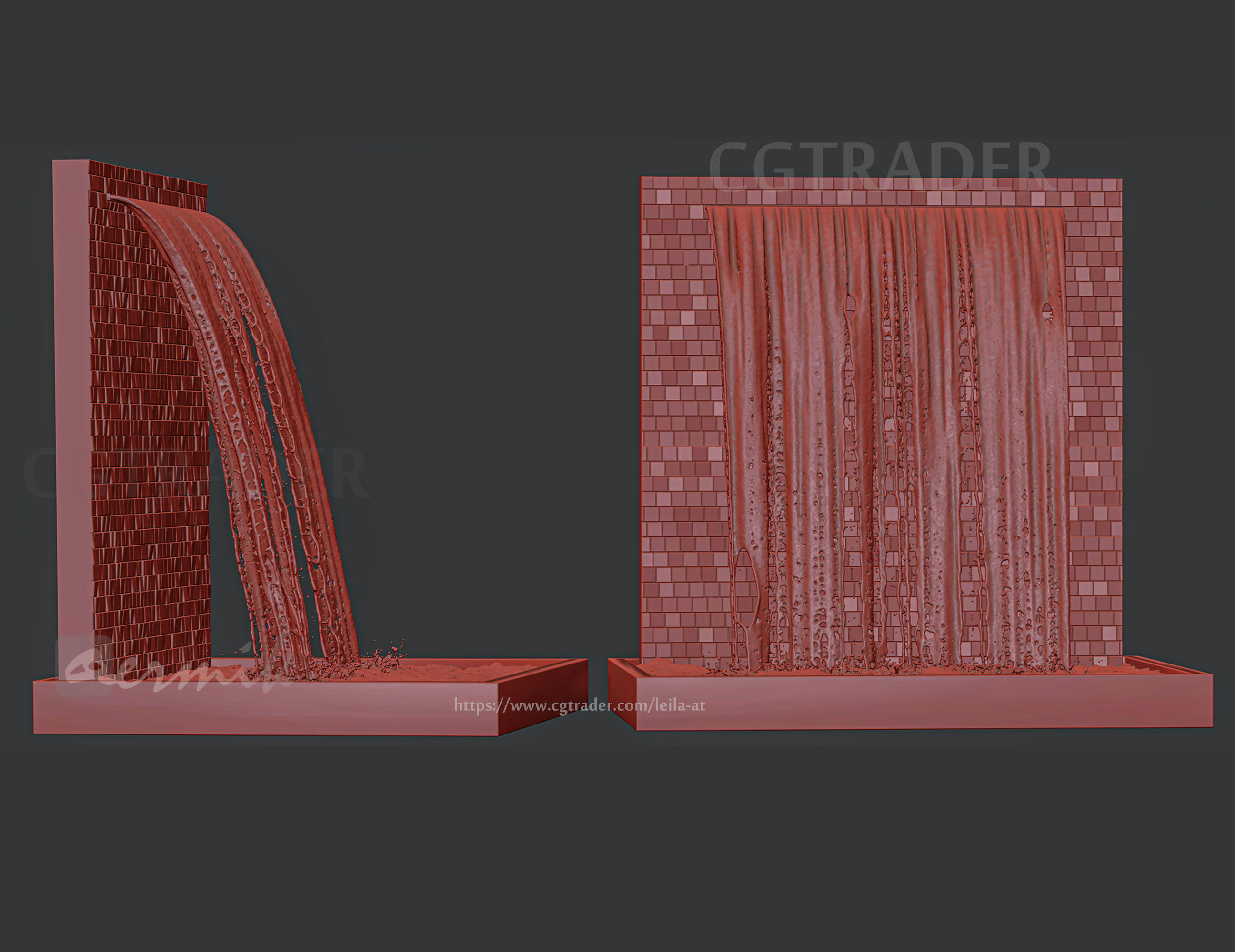 Waterfall Fountains cascade 3D model | CGTrader