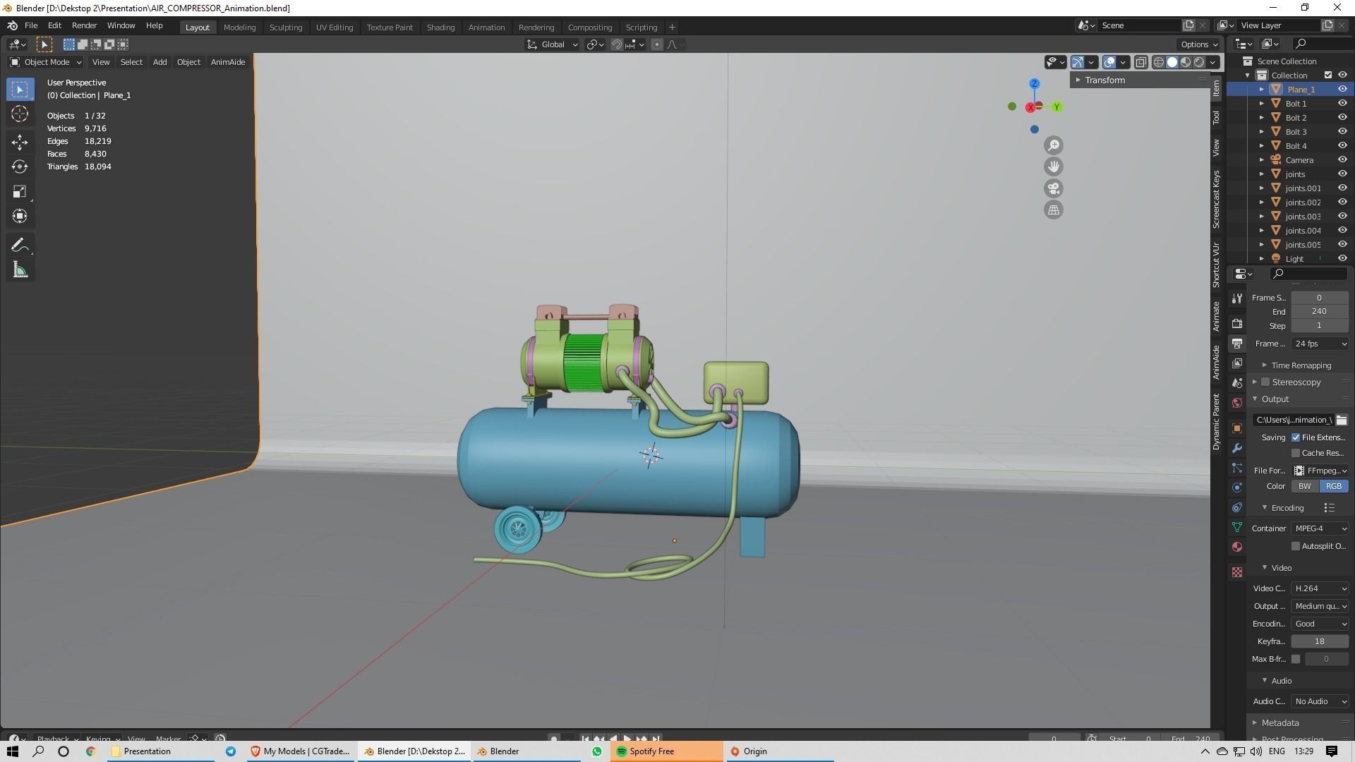 Compressor air 3D model animated | CGTrader