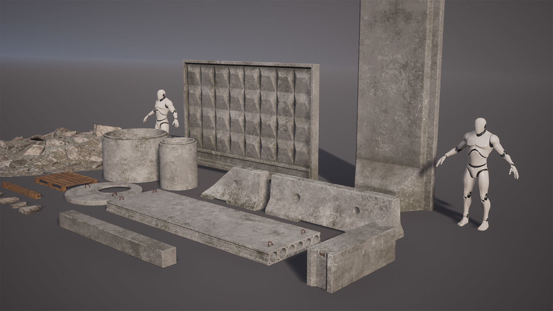 3D model Concrete Pack Game ready UE4 VR / AR / low-poly | CGTrader