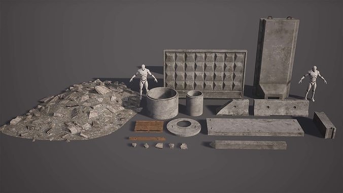 3D model Concrete Pack Game ready UE4 VR / AR / low-poly | CGTrader