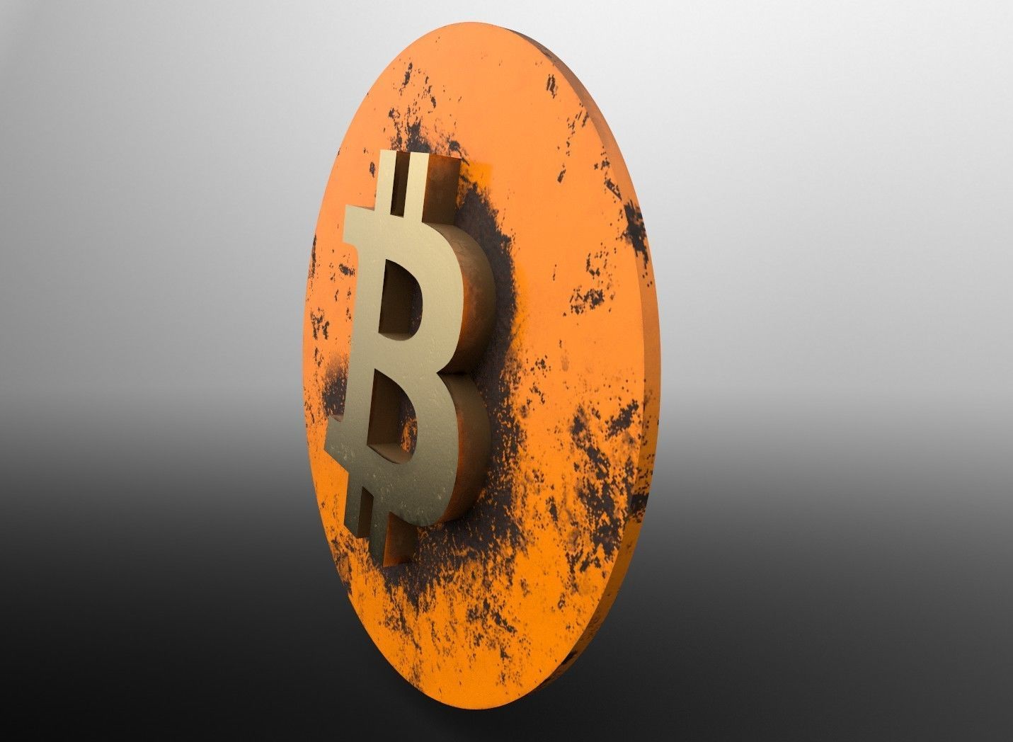 3D model Damaged Bitcoin Realistic 3D model VR / AR / low-poly | CGTrader