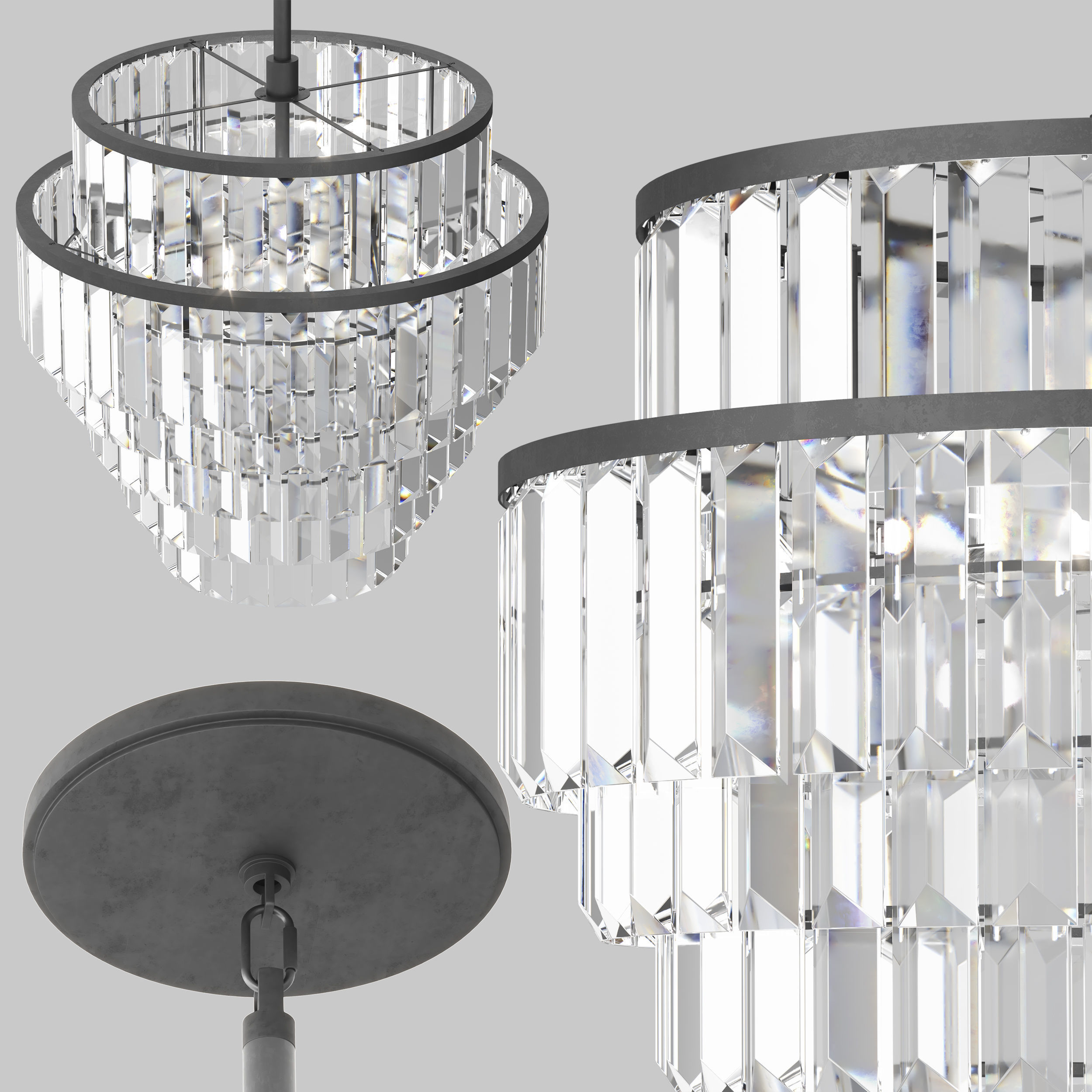 Gemma Crystal Round Chandelier 3D model | CGTrader