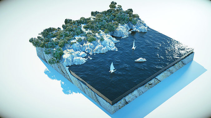 A realistic mini island terrain 3D model | CGTrader