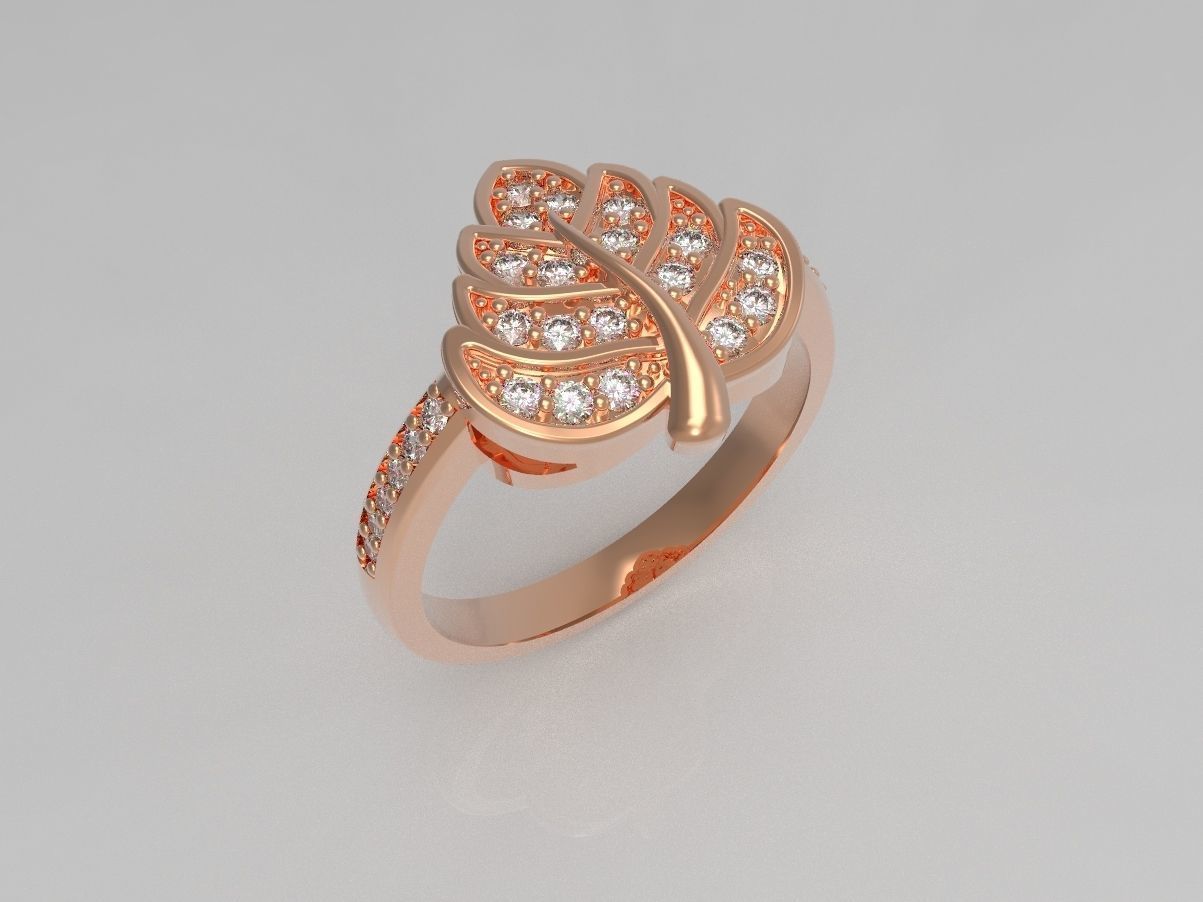 Diamond Leaf Ring 3D Print Model 3D model 3D printable | CGTrader
