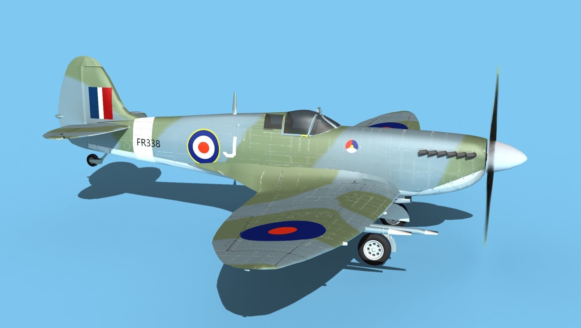 Supermarine Spitfire MK XII V02 3D model animated rigged | CGTrader
