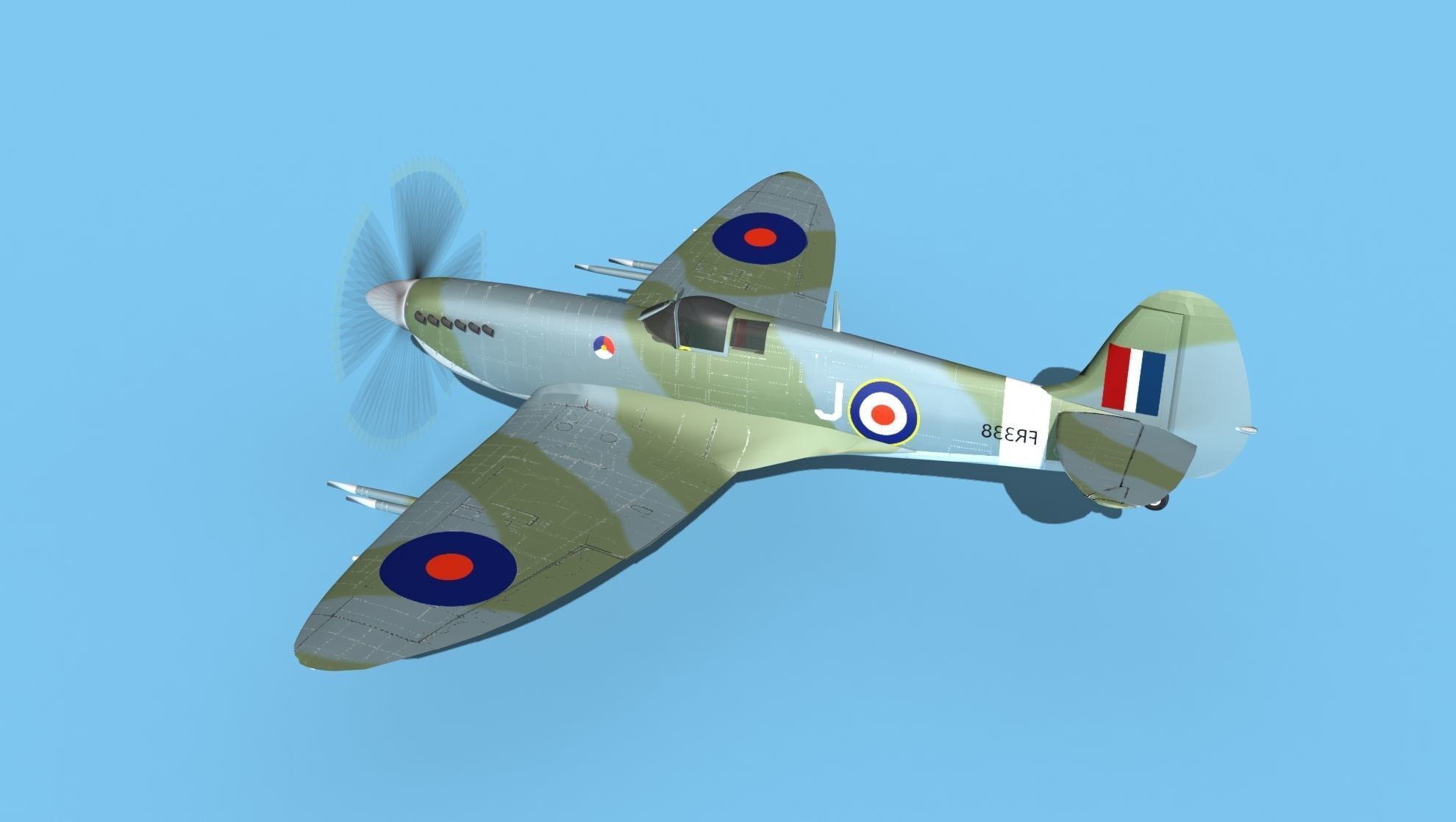 Supermarine Spitfire MK XII V02 3D model animated rigged | CGTrader