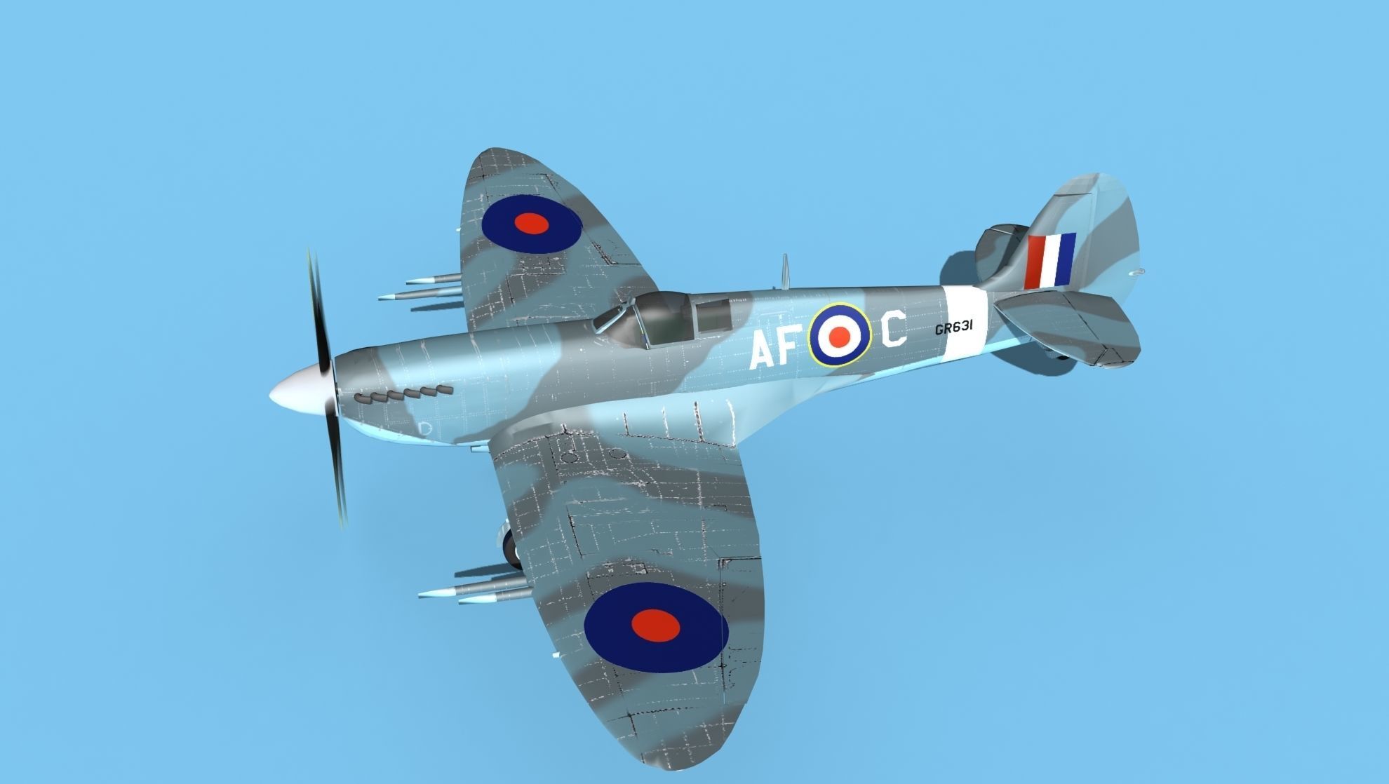 Supermarine Spitfire MkXII V03 3D model animated rigged | CGTrader